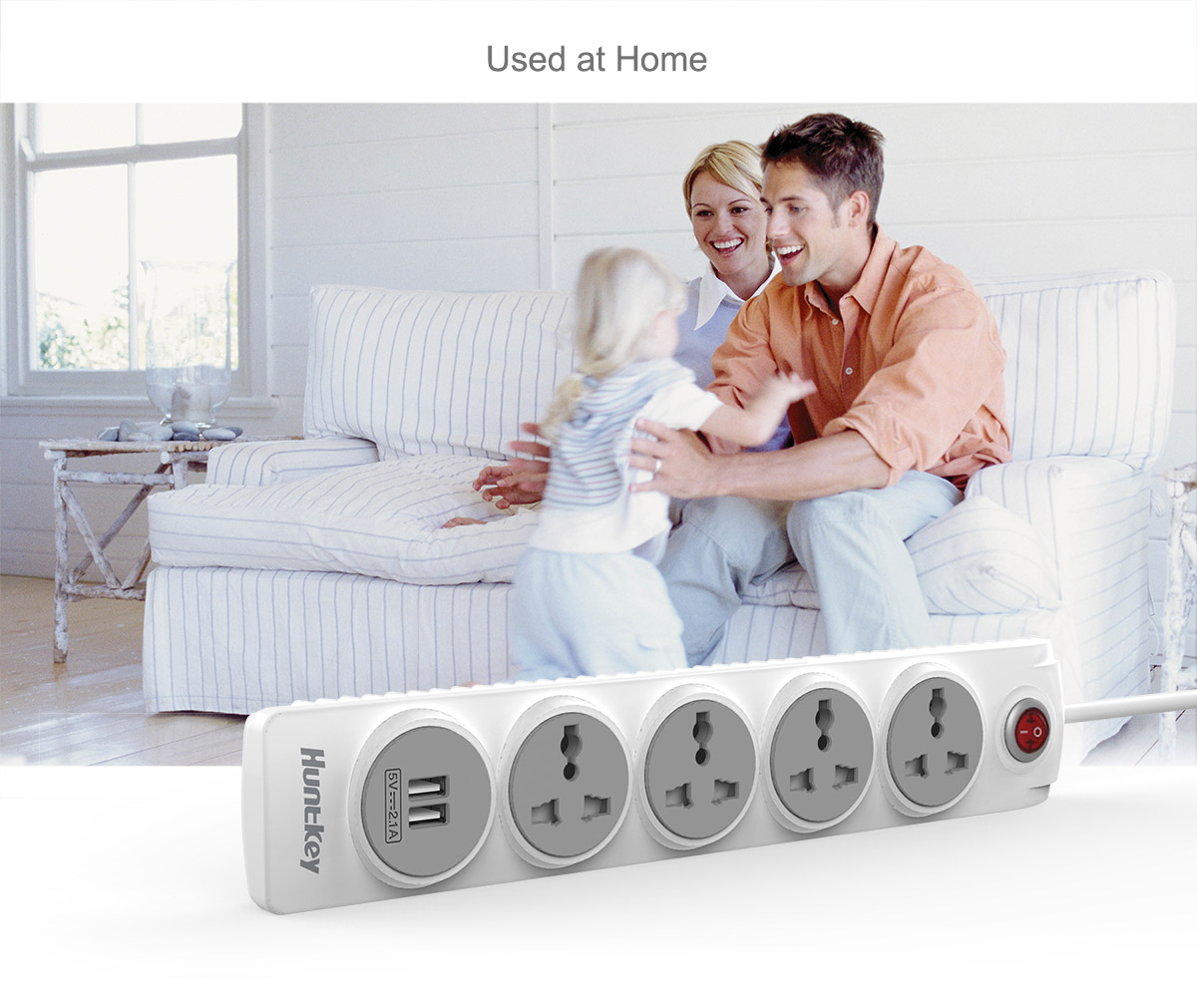 Huntkey 4 Universal Sockets 2 Usb Ports Double Break Safety SZN507 (3M) | Shopee Malaysia