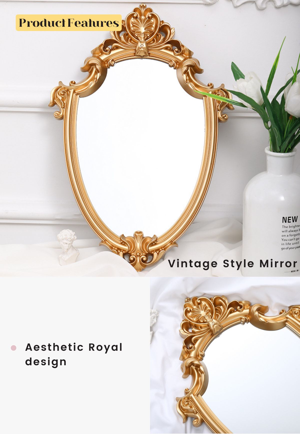 French Vintage Gold Mirror Vintage Cermin Welcome board wedding mirror ...