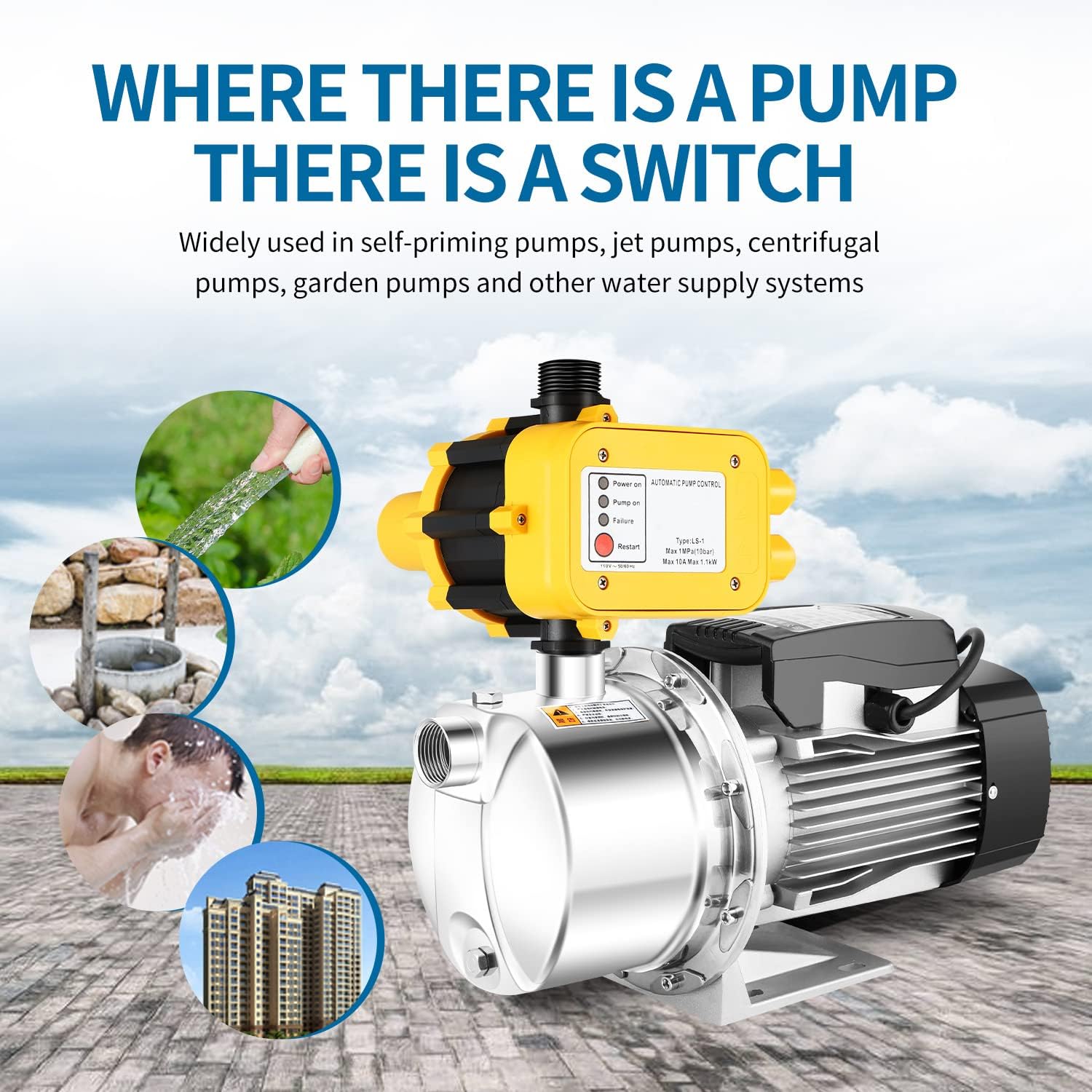 DOZOX Automatic Water Pump Pressure Controller Control Switch Unit ...