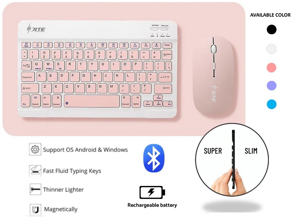 JITE PINK CUTE BT-02 Bluetooth Wireless Keyboard & Mouse set WINDOWS ...