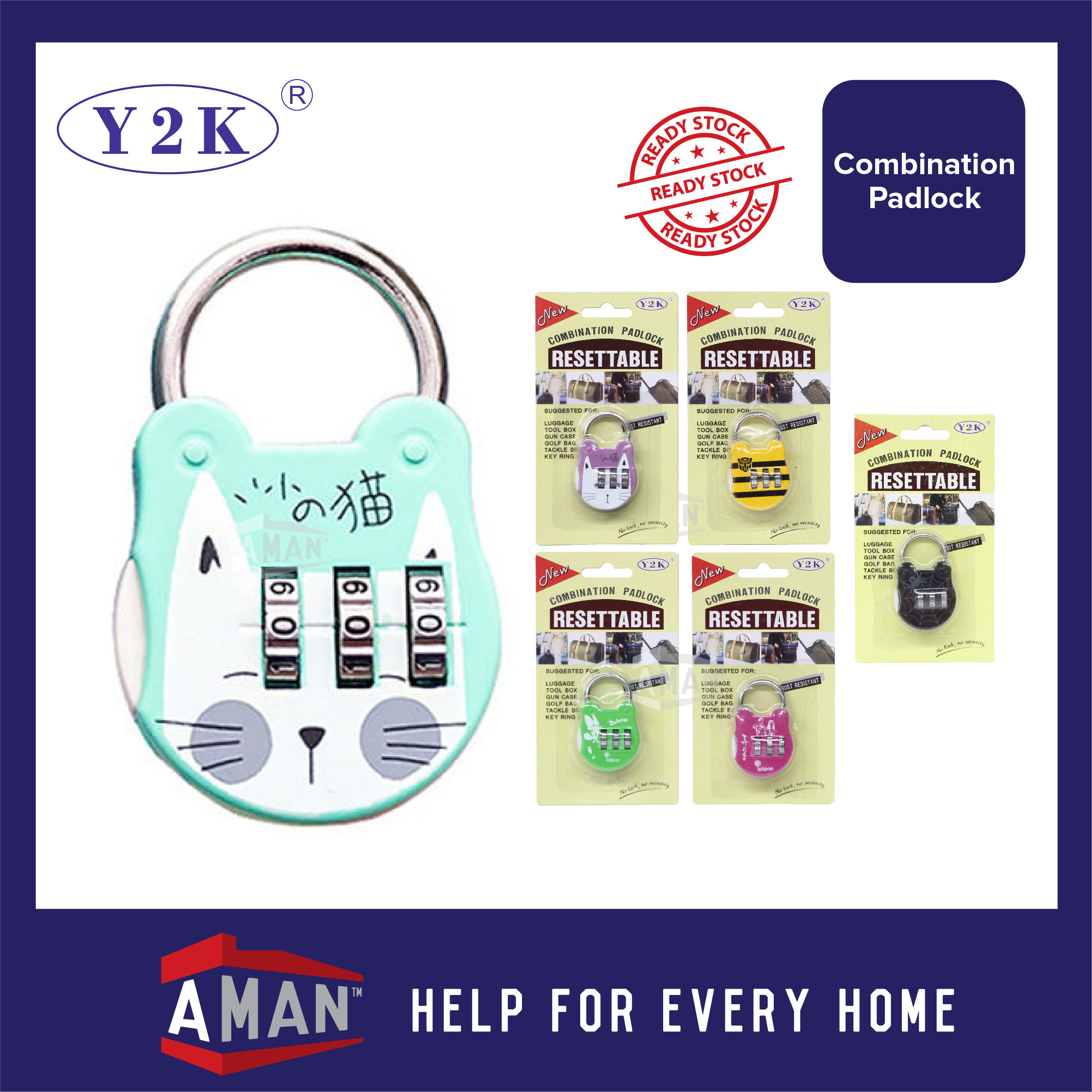 Y2K Luggage Lock 3 Digit Resettable Travel Padlock Password Lock ...