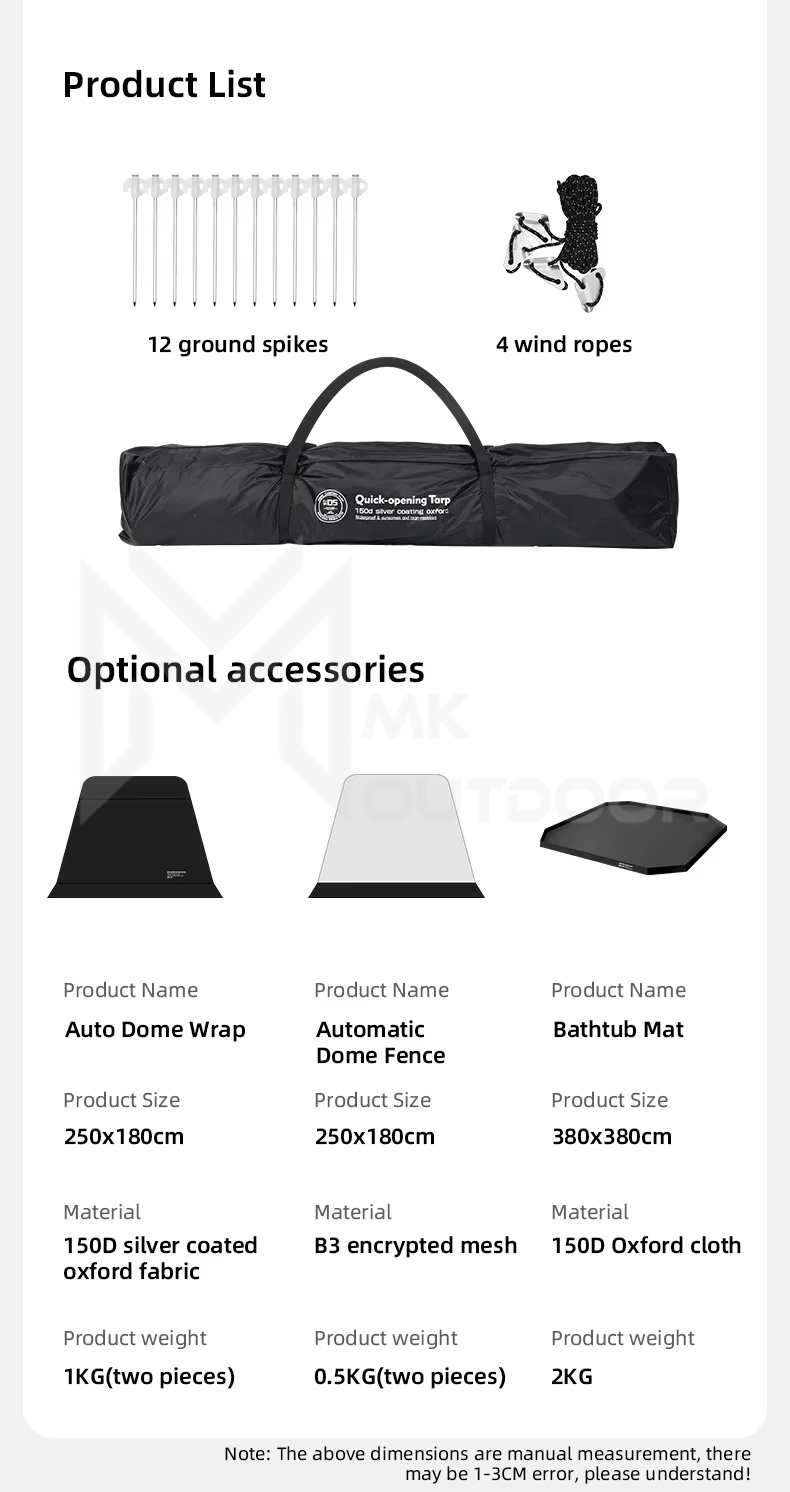 ShineTrip Auto Dome Canopy Series Silver Coated Canopy Oversized Quick ...