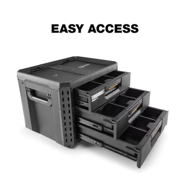 TOUGHBUILT STACKTECH XL 3-Drawer Black Plastic/Metal Tool Box TB-B1-D ...