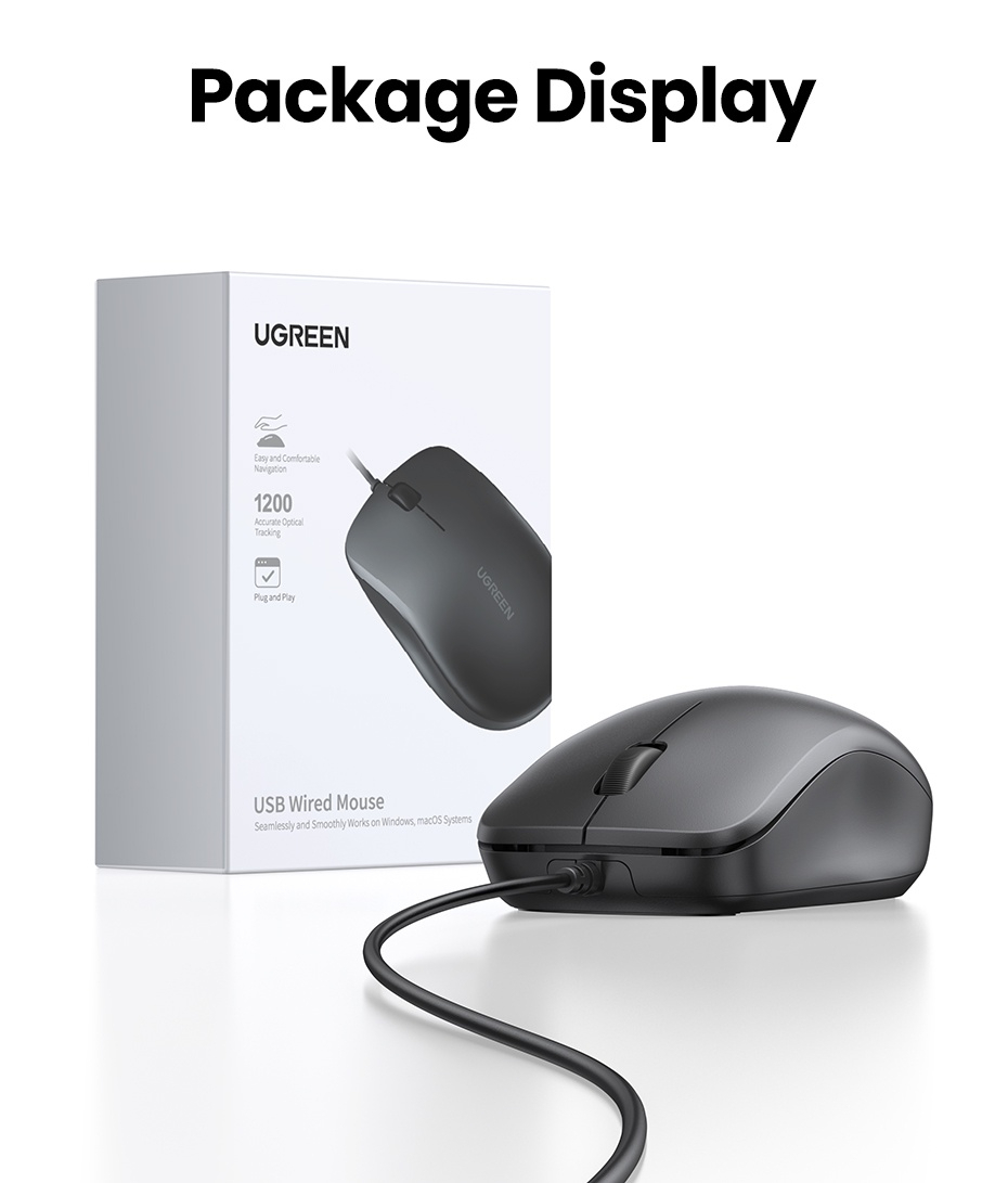 UGREEN Wired Mouse Ergonomic Mouse USB Mouse 1200 DPI Ergonomic Mouse ...