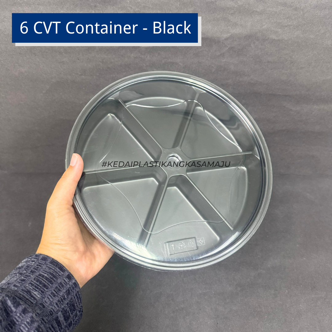 [50sets/carton] 6 Cavity Container (BLACK) w/ Lock - Bekas Kuih Raya ...