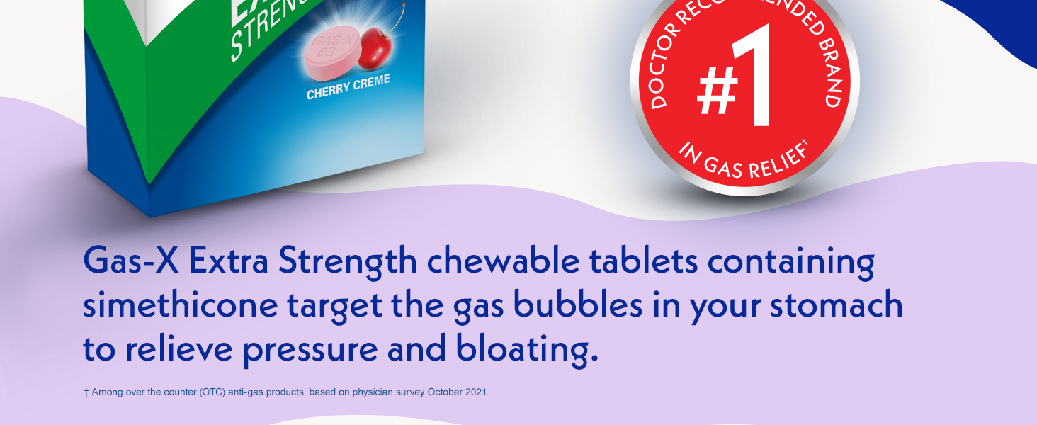 Gas-X Extra Strength Chewable Gas Relief Tablets with Simethicone125mg ...