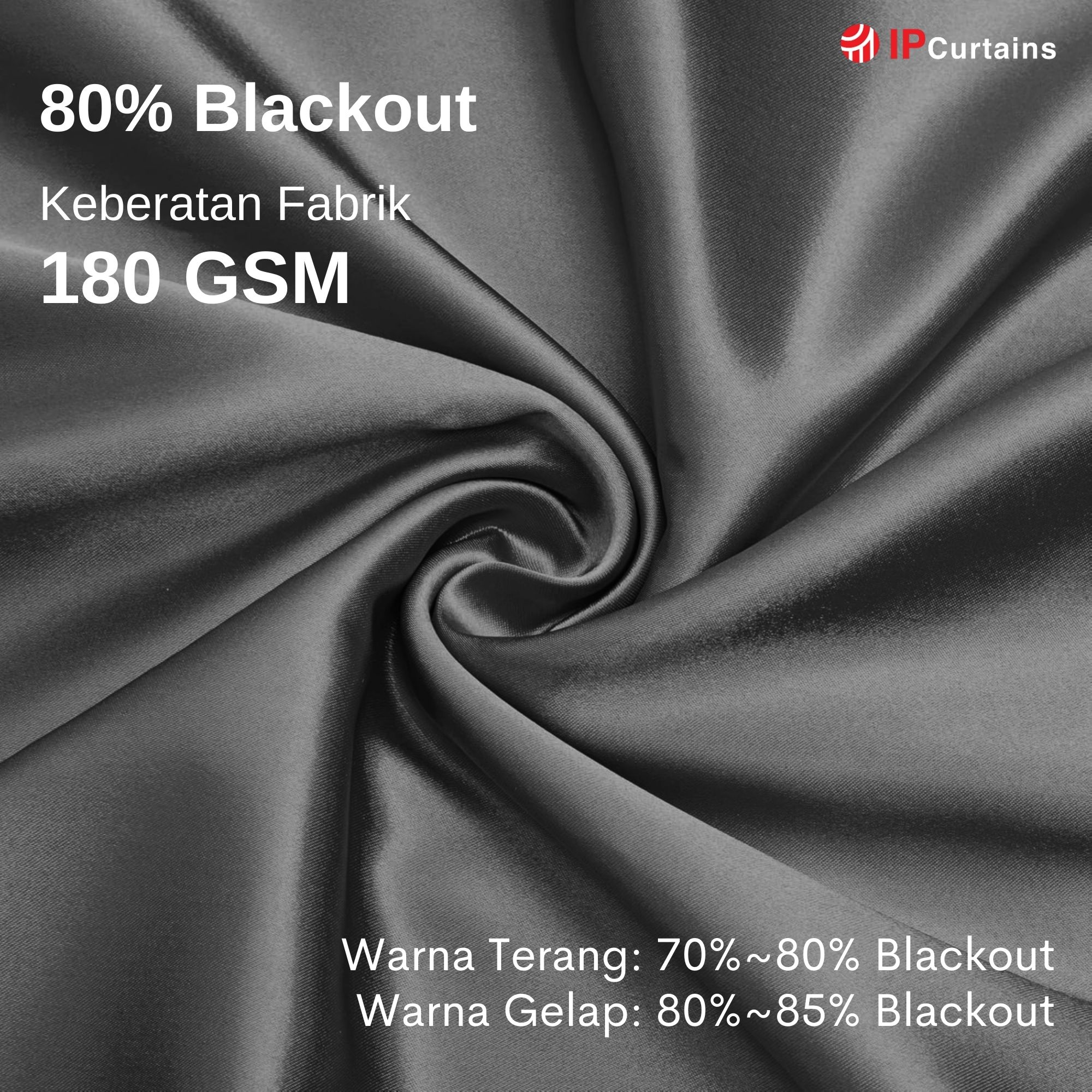 IP CURTAIN NOAH Langsir 80% Blackout Warna Dark Grey Cangkuk / Ring ...