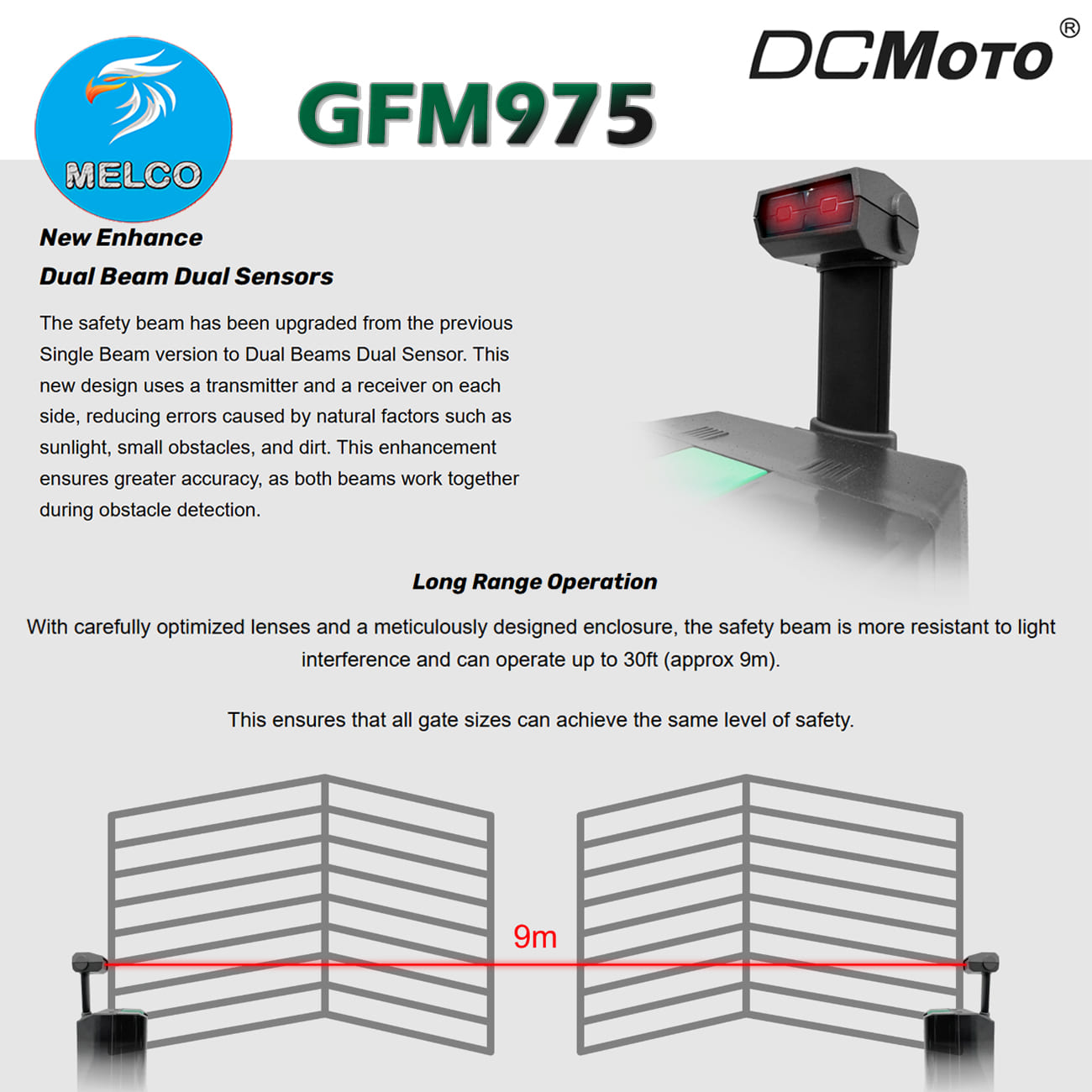 DCMoto DC975 GFM 975 Series Accessories Infrared Safety Beam IR Sensor Dcmoto Autogate (1pair ...