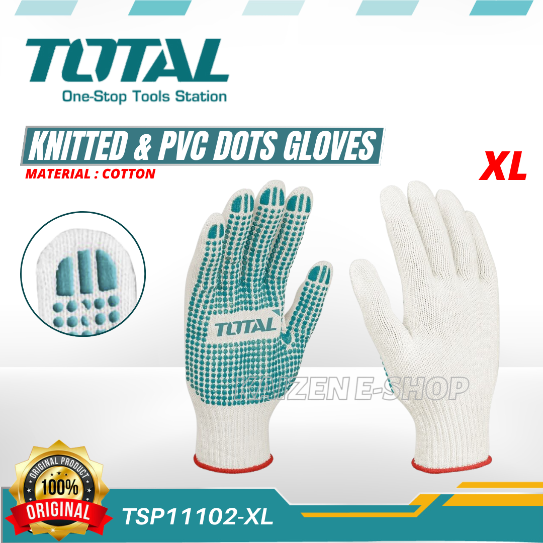 TOTAL TSP11102-XL Knitted & PVC Dots Gloves | Shopee Malaysia
