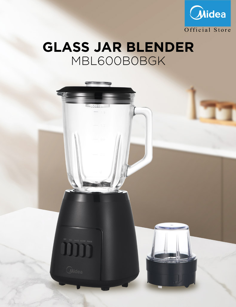 Midea MBL600B0BGK 1.5L Glass Jar Blender (600W) *With Grinder* | Shopee ...