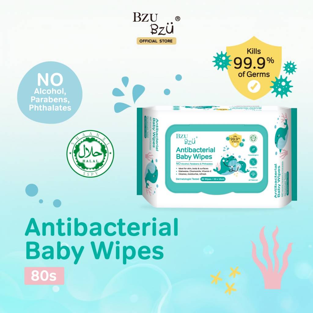 Bzu Bzu Antibacterial/Ultra Gentle Fragrance Free Baby Wipes/Skincare ...