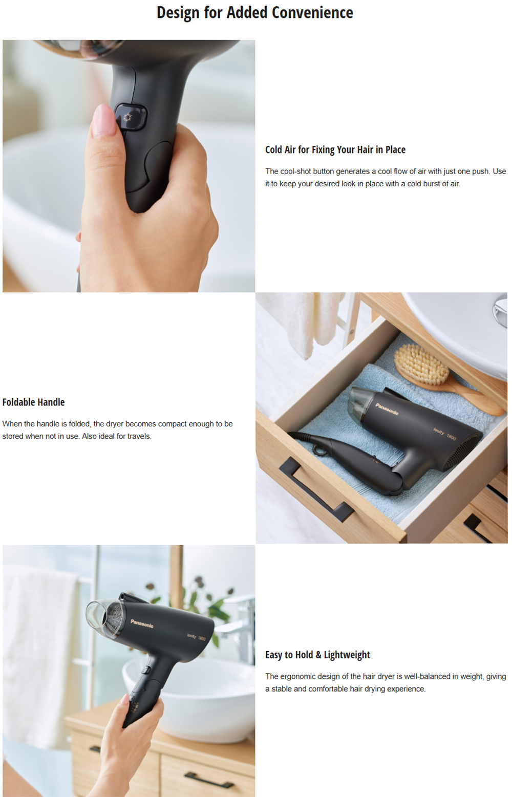 Panasonic EH-NE27 1800W Fast Dry Series Ionity Foldable Hair Dryer ...