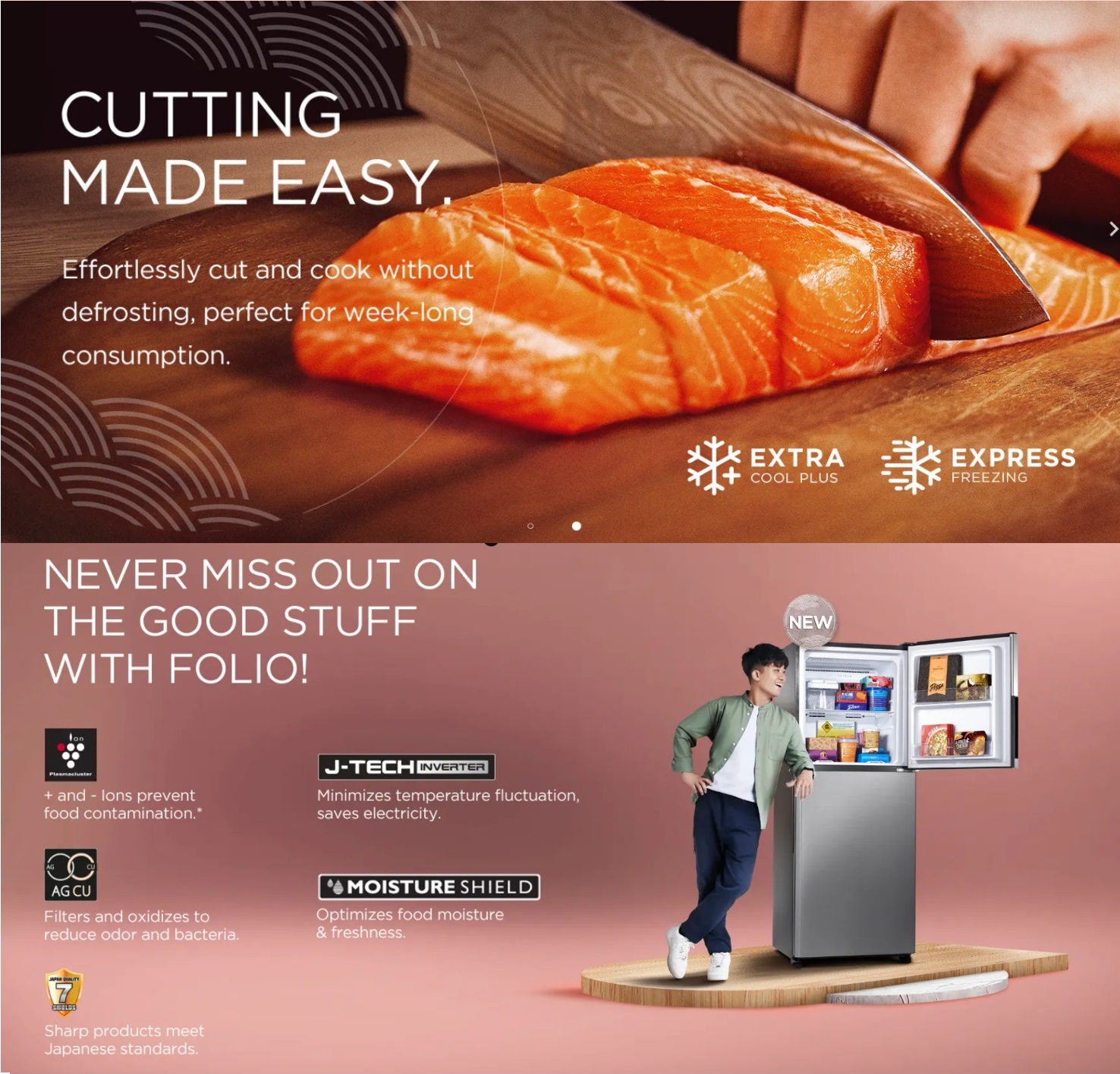 Sharp Refrigerator 2 Door Inverter 410L Fridge Peti Sejuk Peti Ais 2 ...