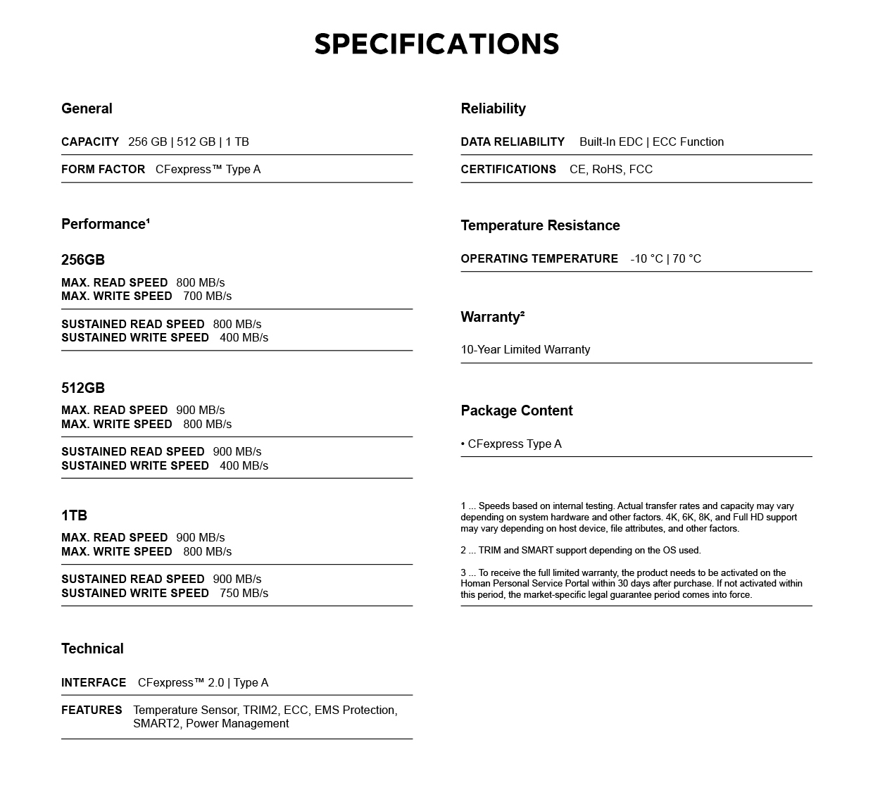 Homan CFexpress Card Type-A for Sony (256GB / 512GB / 1TB) | Shopee ...