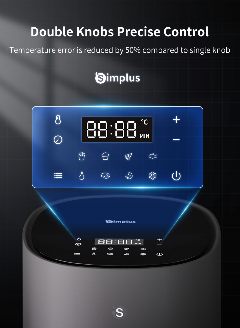 Simplus Air Fryer 5L Large Capacity|1450W Power | Digital Screen ...