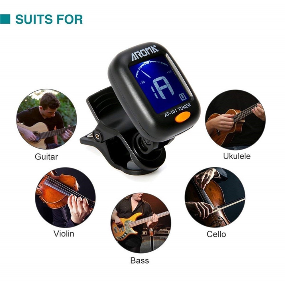 AROMA LED AT-101 Tuner Clip-on Chromatic Electronic Guitar Ukulele ...