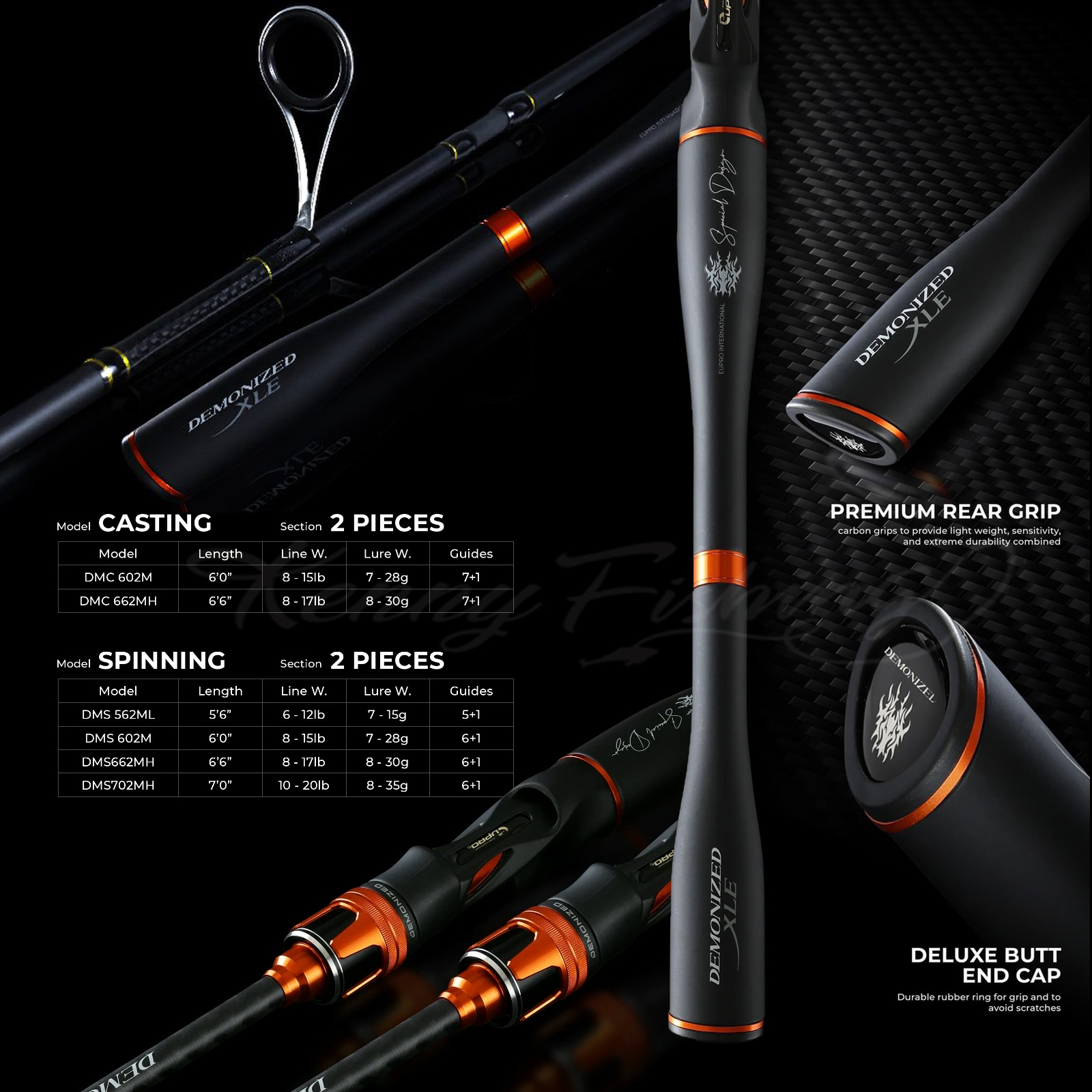 Eupro Demonized XLE Fuji Guide Casting Rod Spinning Rod 2 Pieces ...