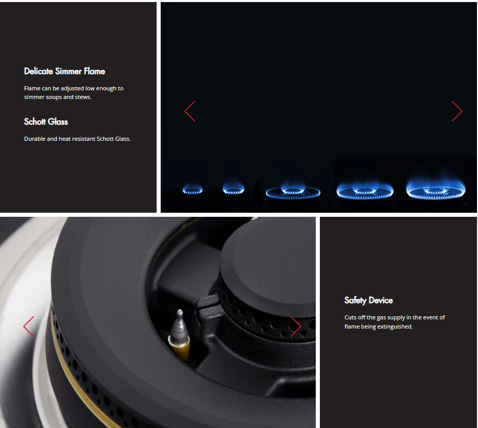 Rinnai Gas Hob RB93UG 3 Hyper Burner 5.5kw RB-93UG (Flexible Cut Out Size) / RB-92G 2-Hyper ...