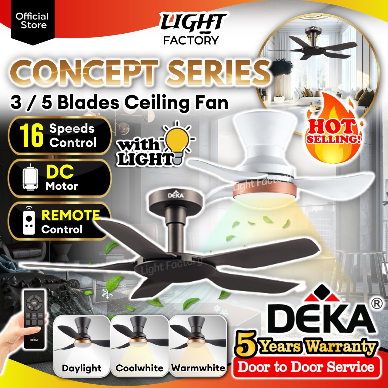 🔥NEW🔥 DEKA CONCEPT Fan 5 Blades DC Baby Fan | DEKA Concept MINI LED 3 ...