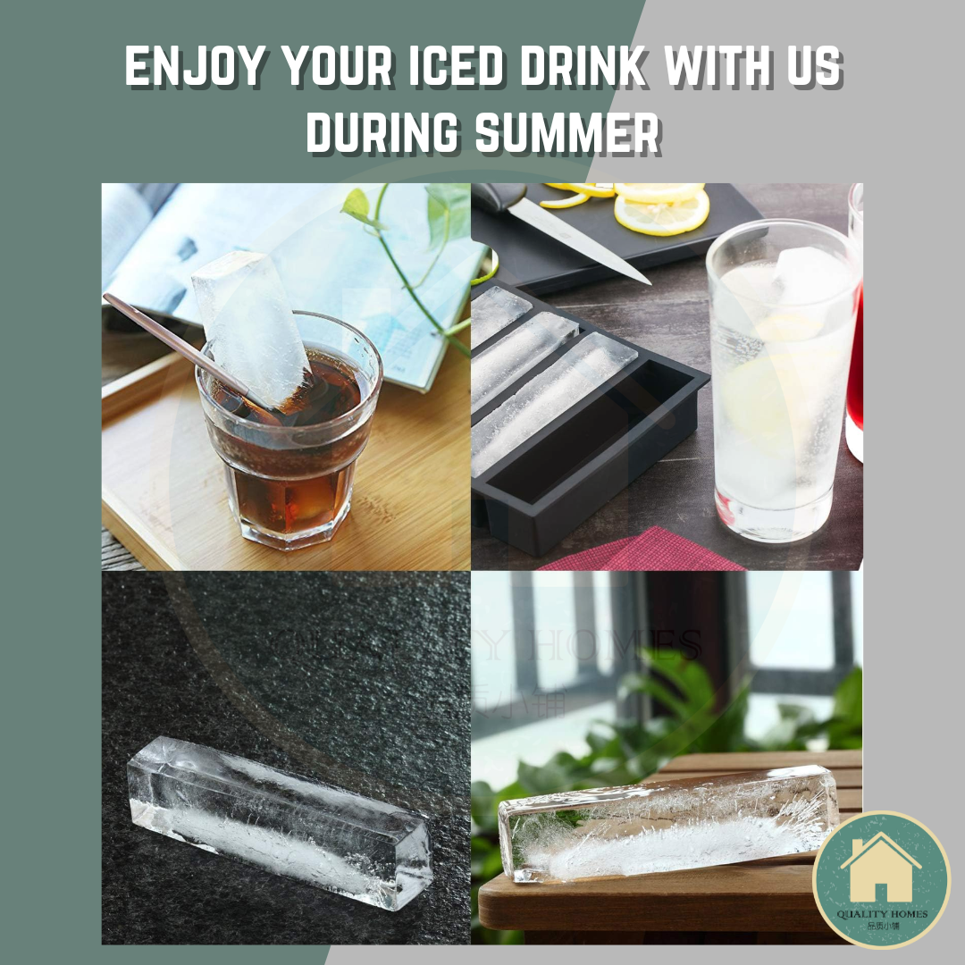 Quality Homes Silicone Long Ice Mold 6 Slots Ice Cube Maker with Cover ...