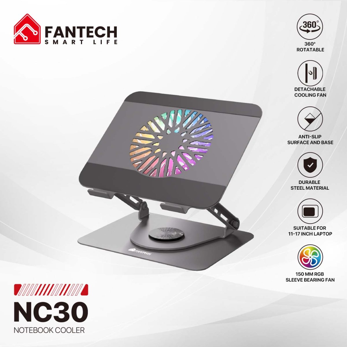 FANTECH LAPTOP STAND NS10/NC30 360° DEGREE ROTATABLE NOTEBOOK STAND ...