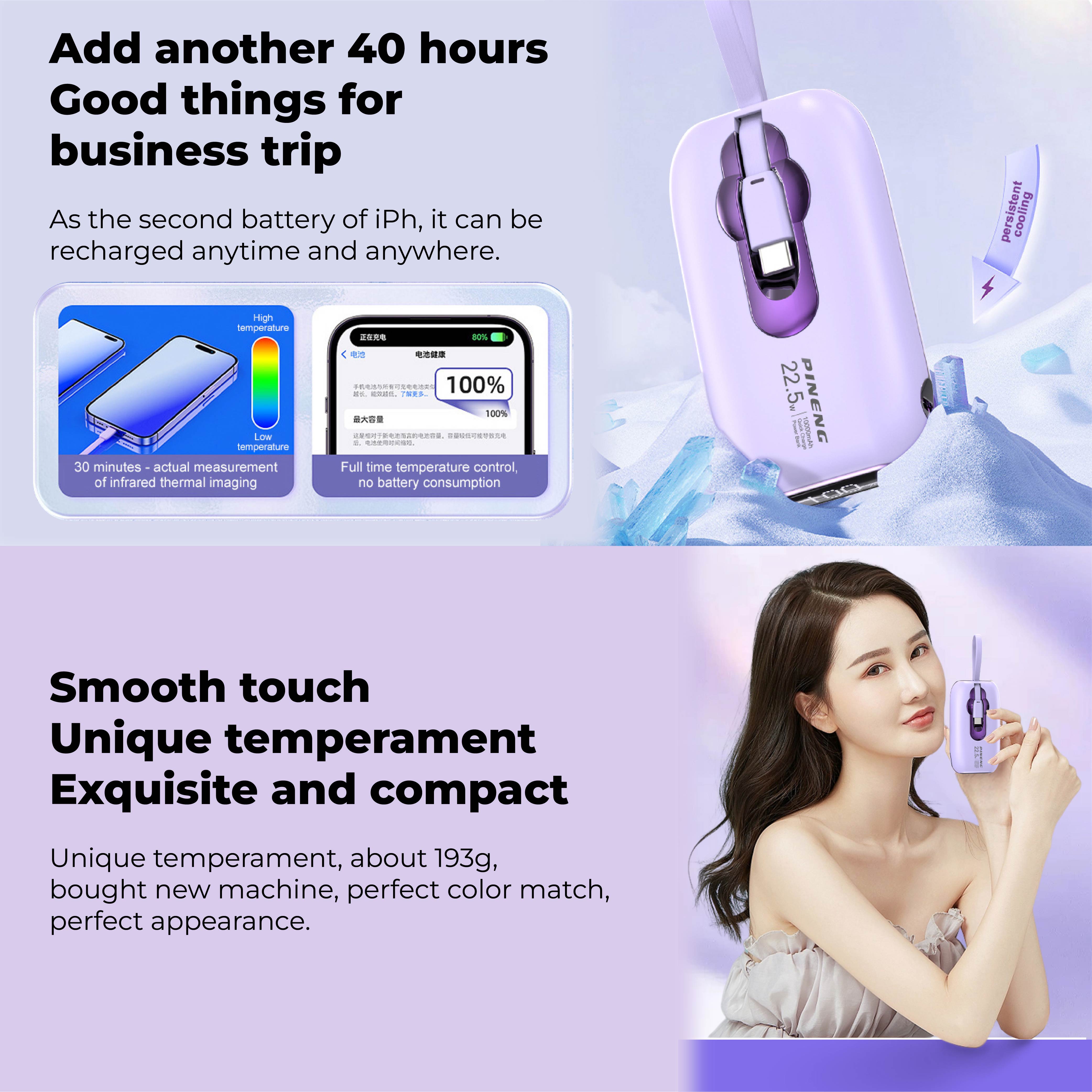 [NEW] Pineng PN-876PD 22.5W 10000mAh Fast Charge Portable Power Bank w ...