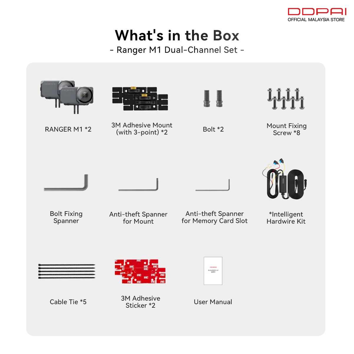 DDPAI Ranger M1 Dual 3K UHD GPS Front & Rear Motorcycle Waterproof Dash ...