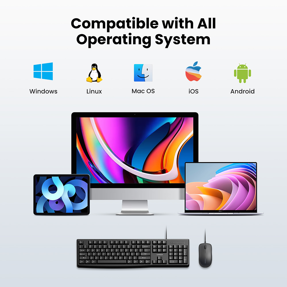 UGREEN Wired Keyboard and Mouse Combo Full Size 104 Keys Media Hotkeys ...