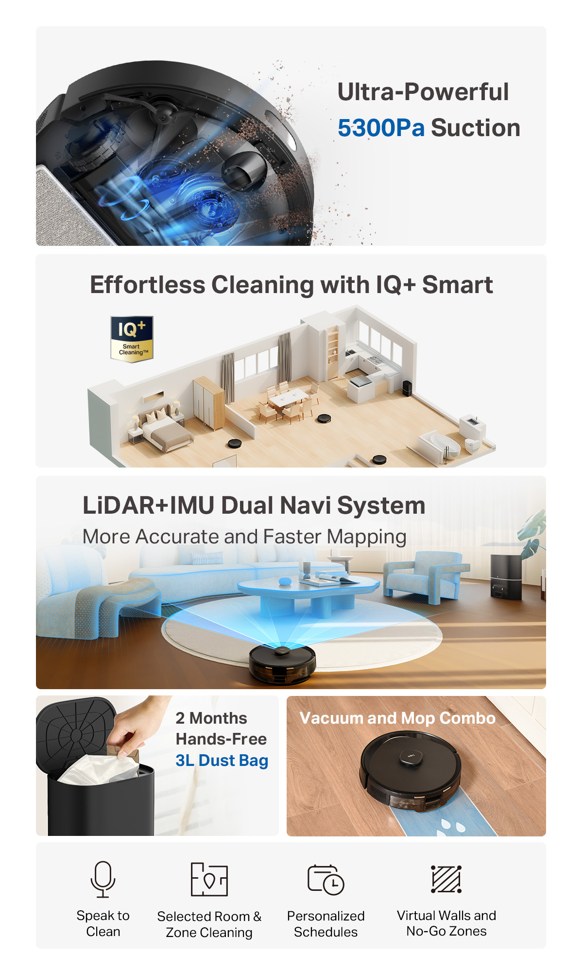 TP-Link Tapo RV30 Max Plus 5300Pa Robot Vacuum Cleaner LiDAR+IMU ...