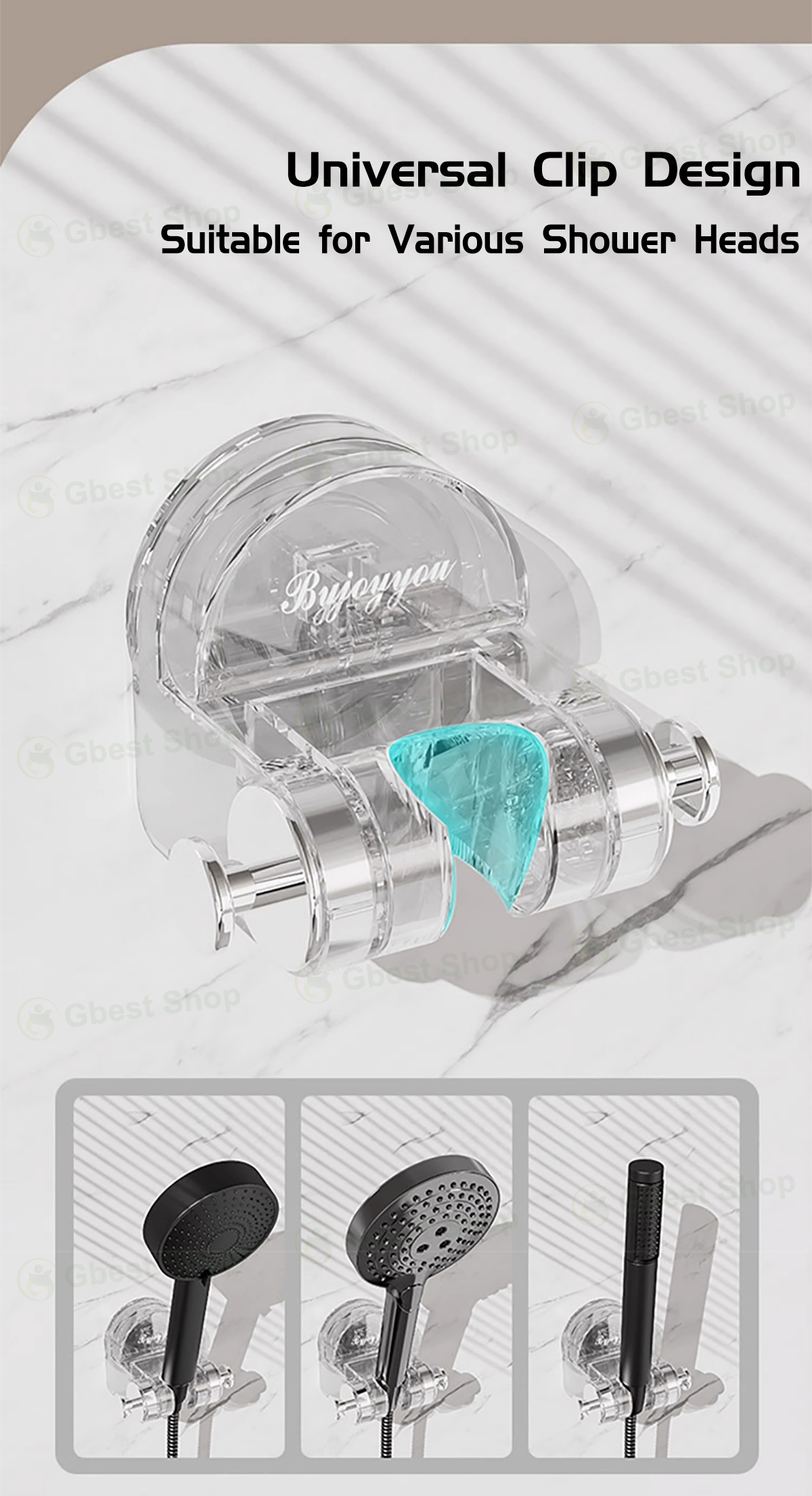 Nordic shower head holder Showerhead Bracket No Punching Suction Cup ...