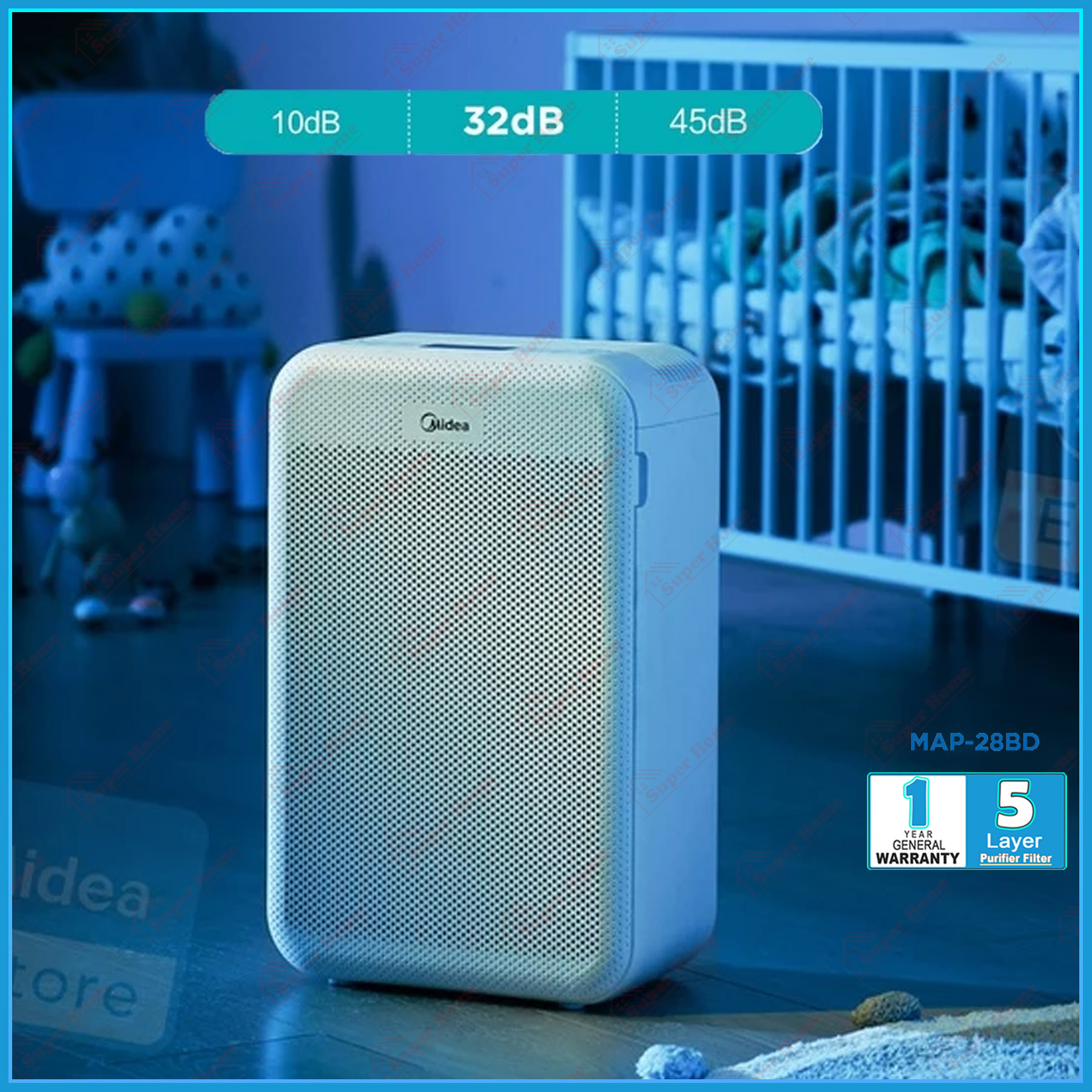 Midea Air Purifier MAP-28BD (5-Layers Of Filter Purification) 41m² | Shopee Malaysia
