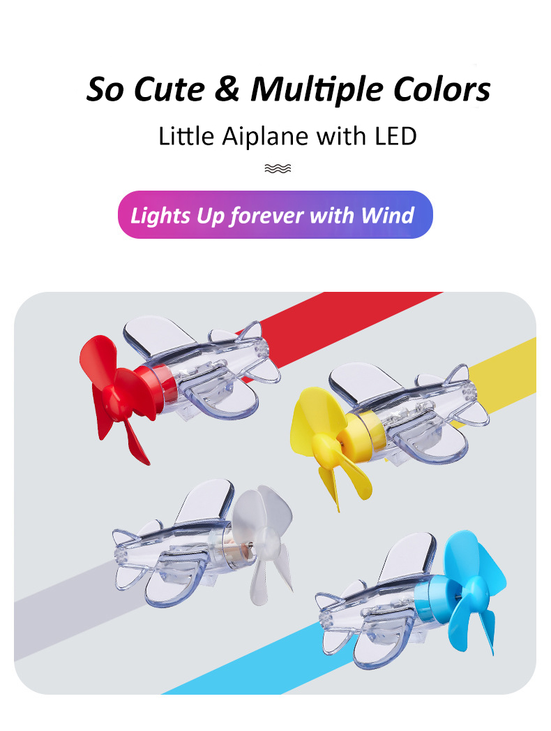 Wind Power Toys Led Light Airplane Rotating Spinner Aircraft Mini ...