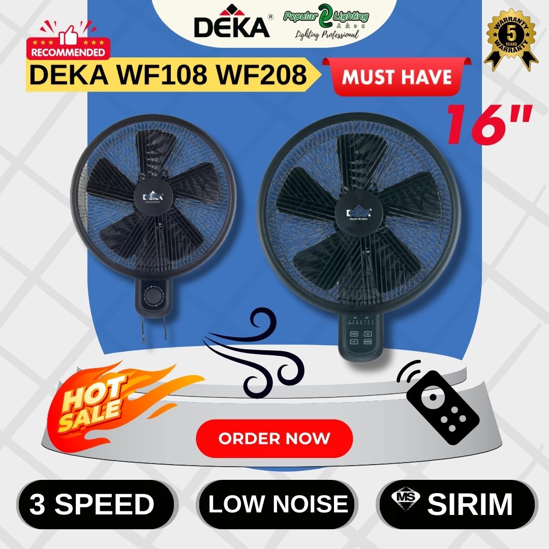 DEKA WF108 WF208R 16" 5 Blades Wall Fan 3 Speeds Control with Remote ...