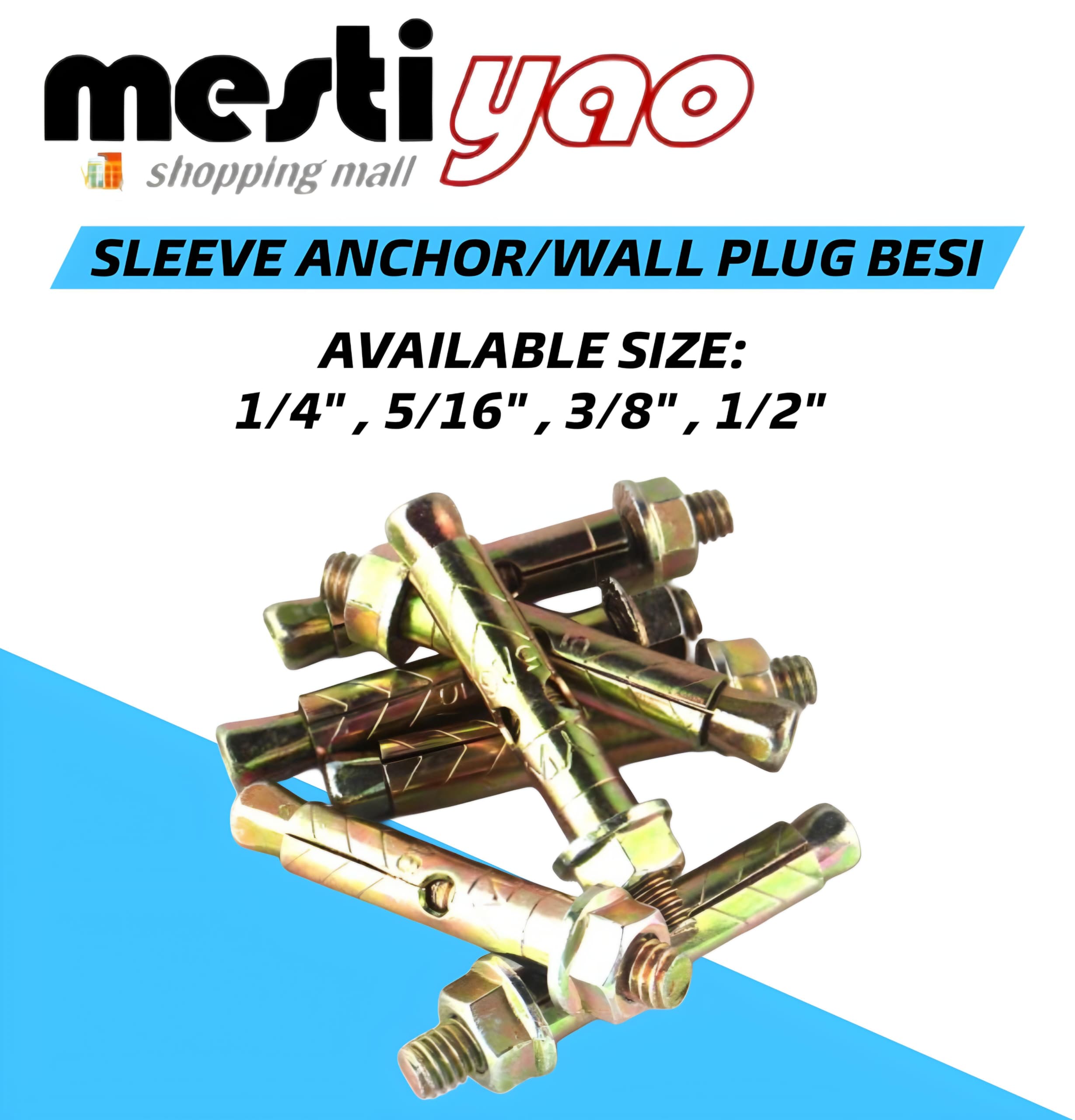(1PCS) SLEEVE ANCHOR/WALL PLUG BESI/METAL WALL PLUG/BESI SKRU DINDING ...