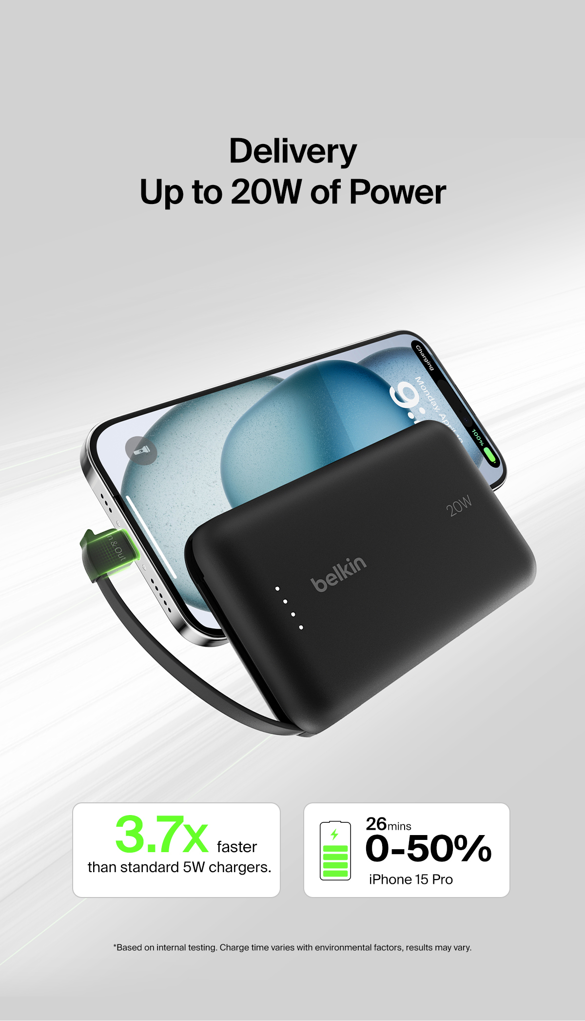 Belkin BPB021fq BoostCharge Power Bank 10K with Integrated Cable (phone ...