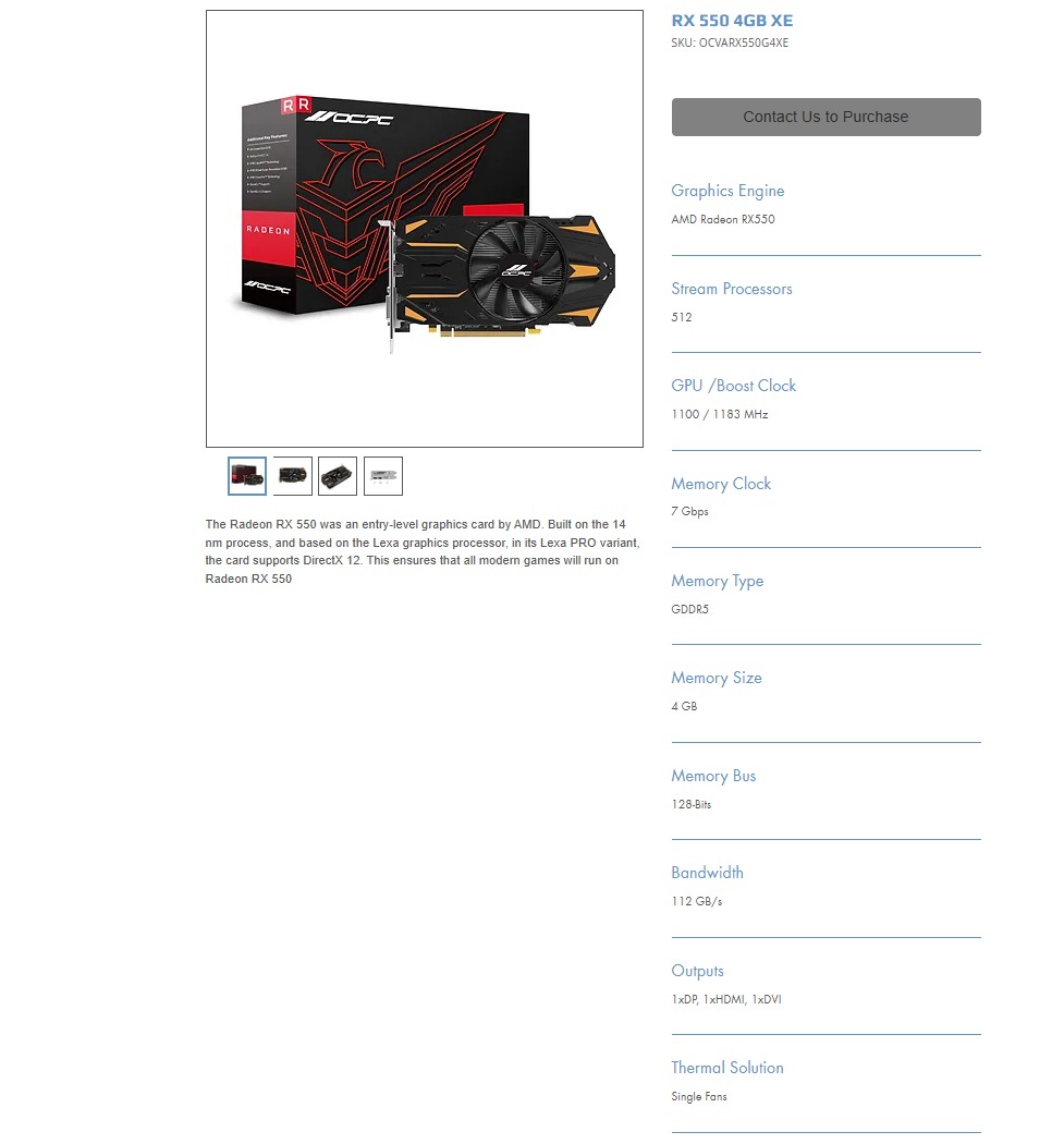 OCPC RX 550 4GB XE GDDR5 Graphic Card AMD Radeon GPU | Shopee Malaysia