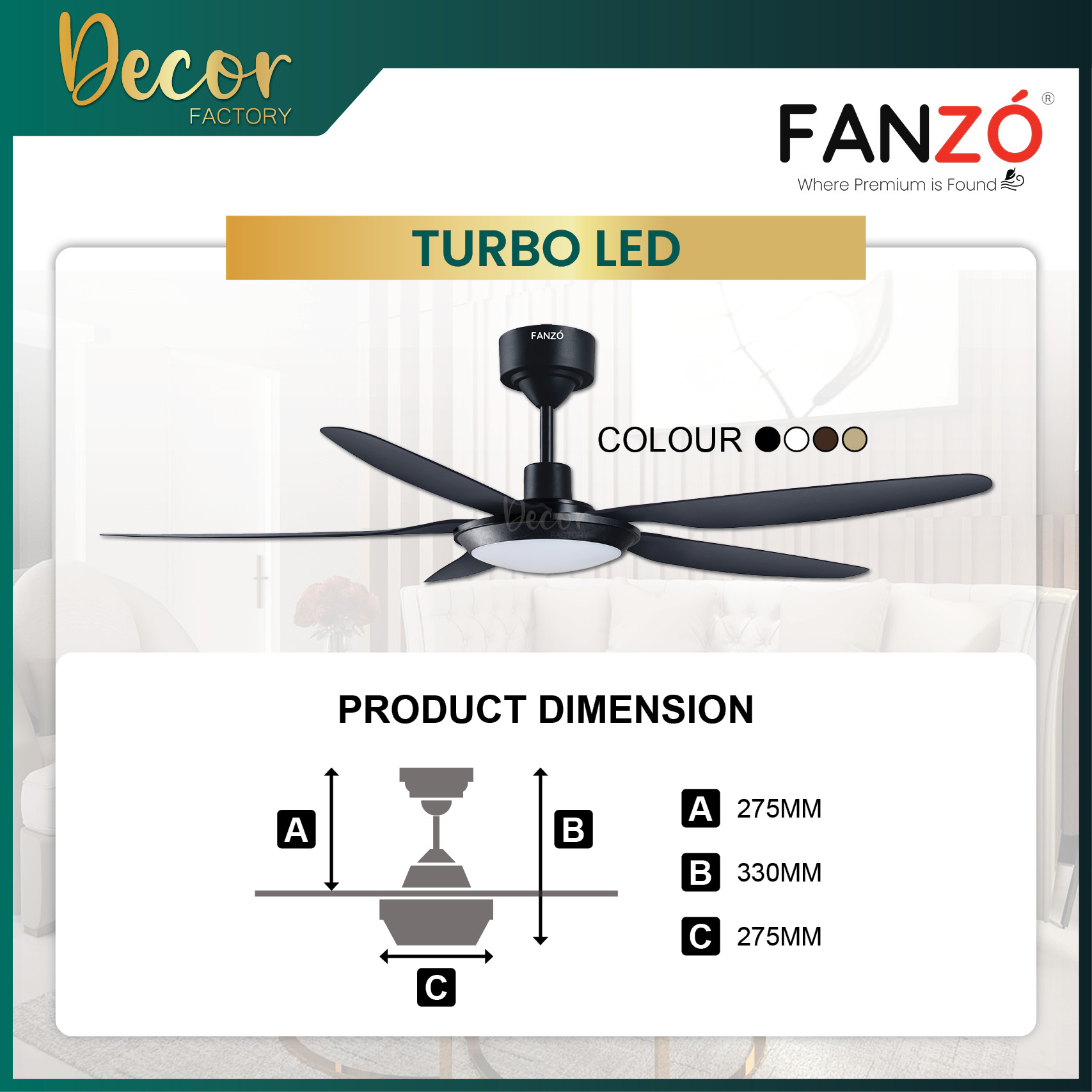 [NEW] FANZÓ Fan FANZO TURBO LED Fan 56" 5 Blades 14 Speed DC Motor 3 ...