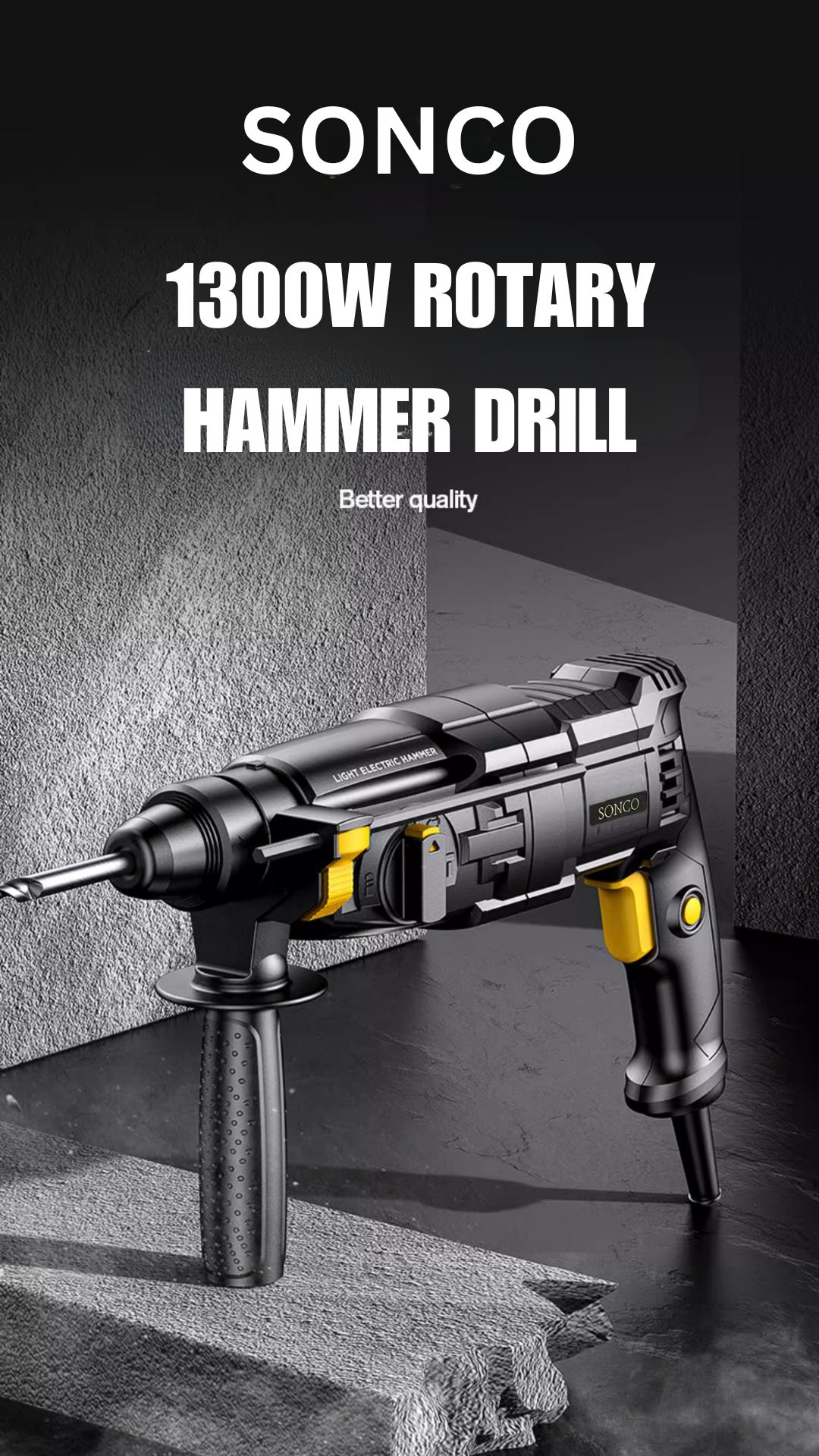 SONCO 2200W Rotary Hammer Drill Power Impact With Handle Chisel ...