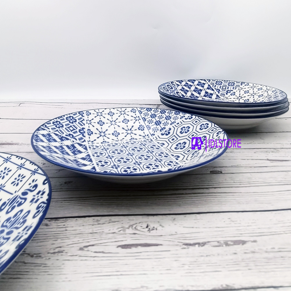 6 Pcs 23cm Porcelain Dinner Plate Bowl Set Pinggan Mangkuk Pinggan Nasi ...