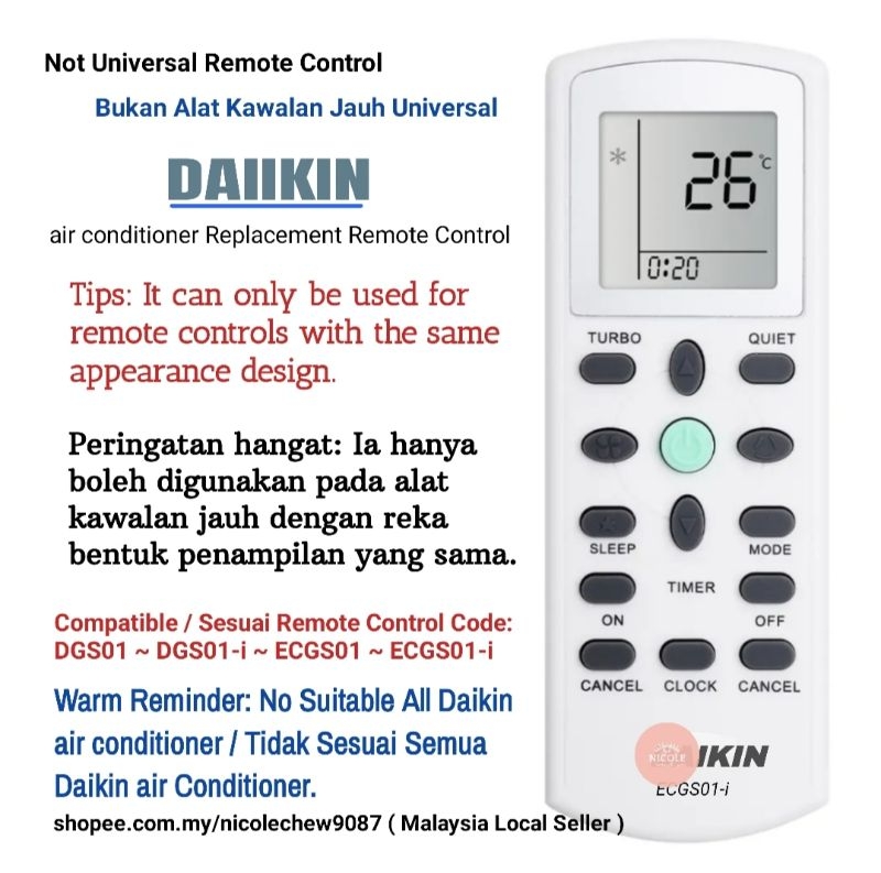 Daikin / York Air Cond Air Conditioner High Quality Replacement Remote ...