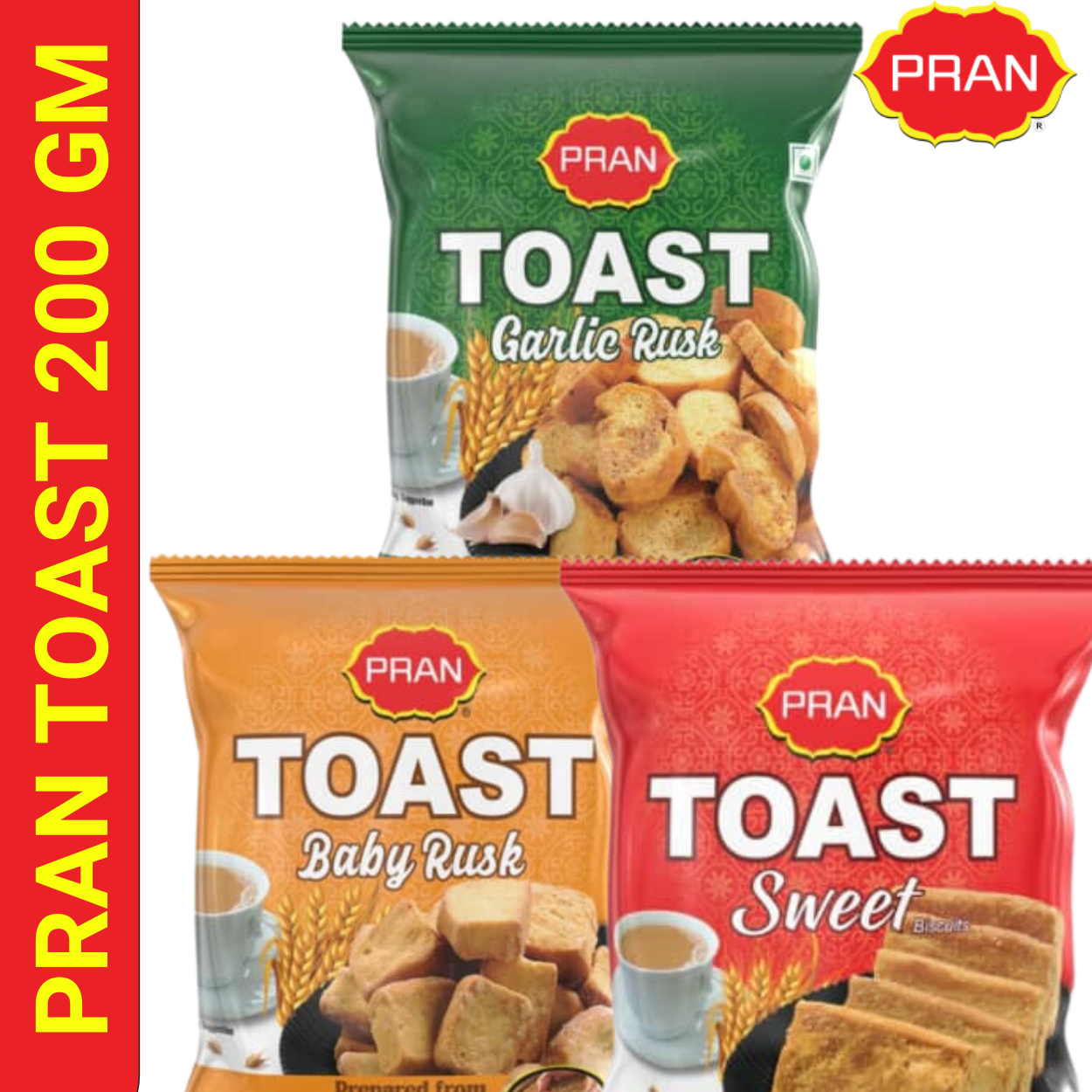 PRAN TOAST BISCUIT BABY RUSK/FAMILY RUSK/GARLIC/SWEET 200 GM | Shopee ...