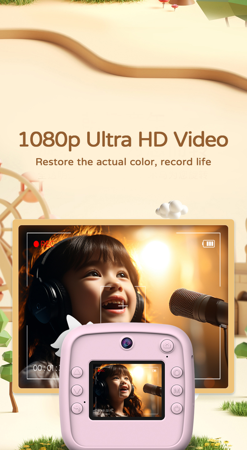 READY STOCK 1080P Kids Camera Mini Print Camera Kids Digital Camera ...