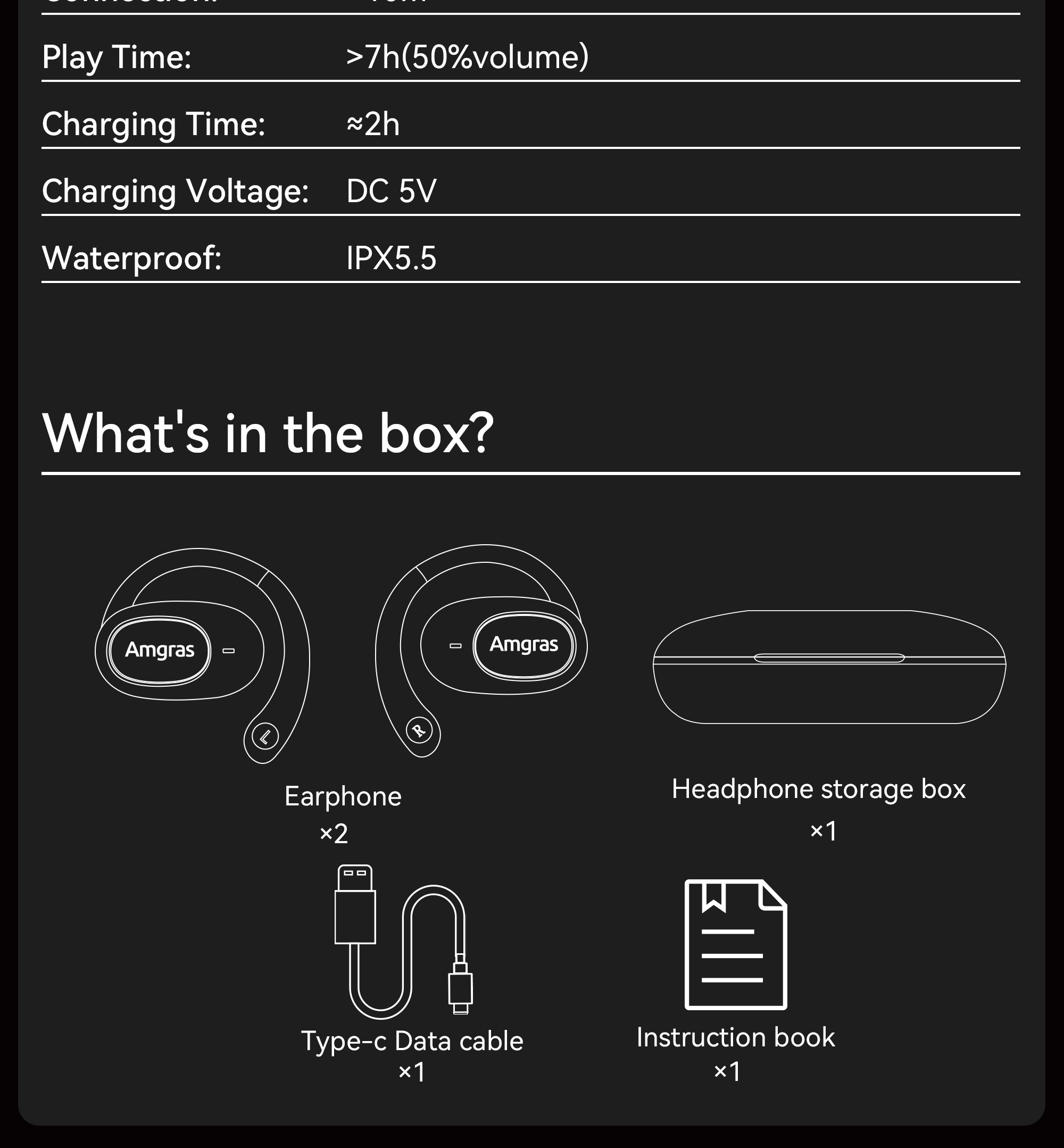 Amgras OpenEcho Ⅵ Ultra Smart earphone bluetooth Air Conduction earbud sport IPX5.5 EQ ...