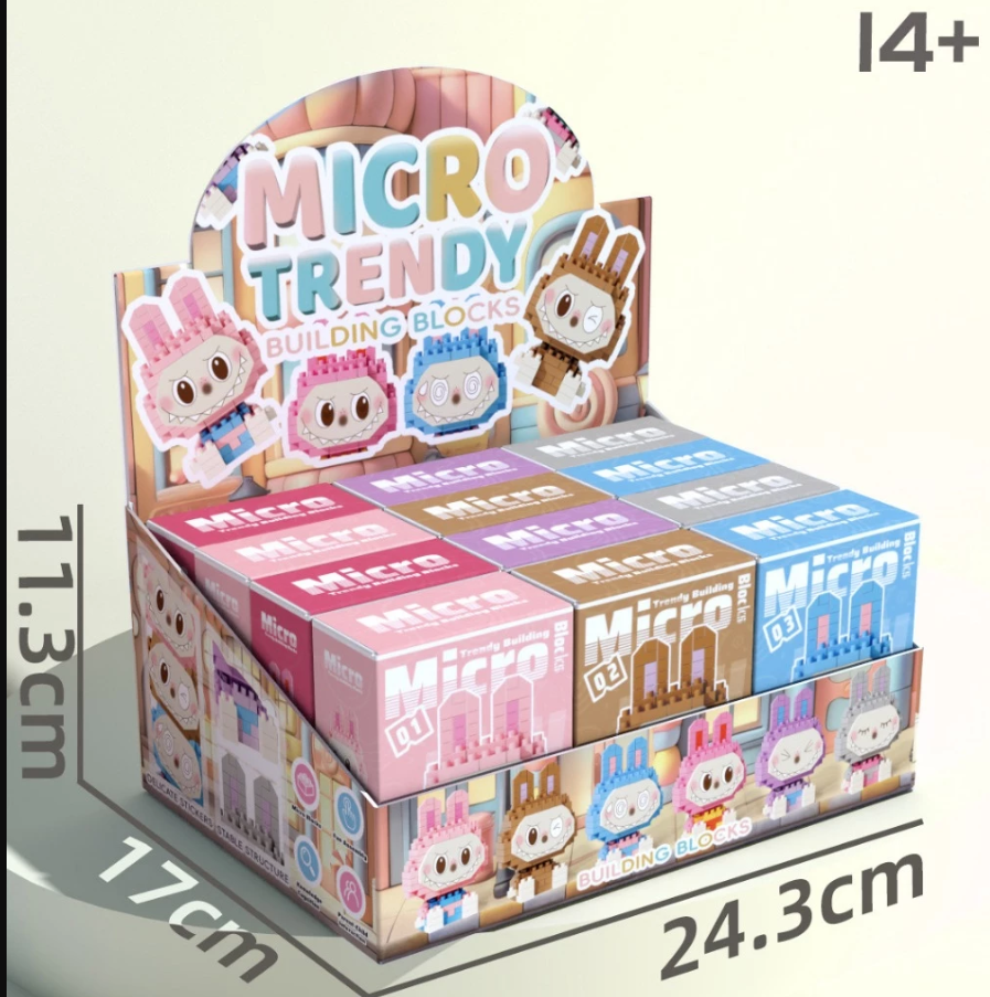 DIY NANO Cartoon Labubu Micro Building Bricks Block Assembly Kids ...