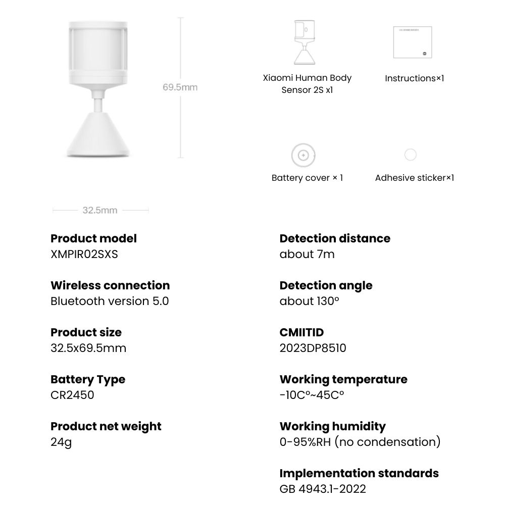 (CN)Xiaomi Human Body Sensor 2S Motion Sensor Smart Human Body Sensor ...