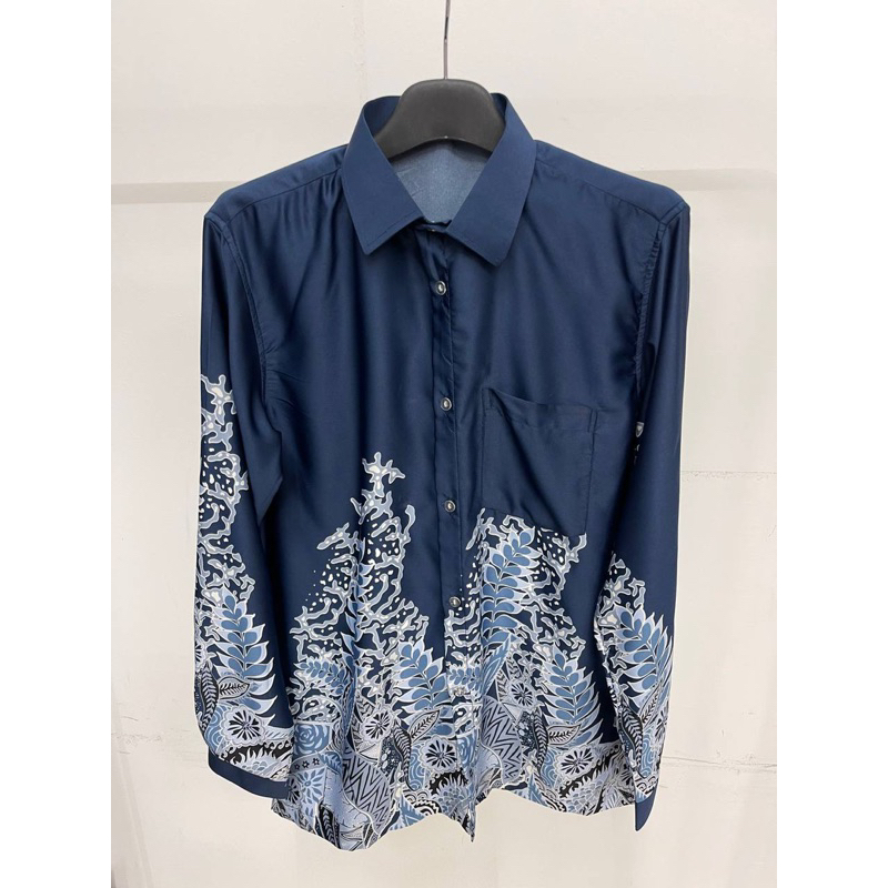 PLUS size BATIK SEDONDON WARDIYAH NAVY BLUE / SET COUPLE BATIK MALAYSIA ...