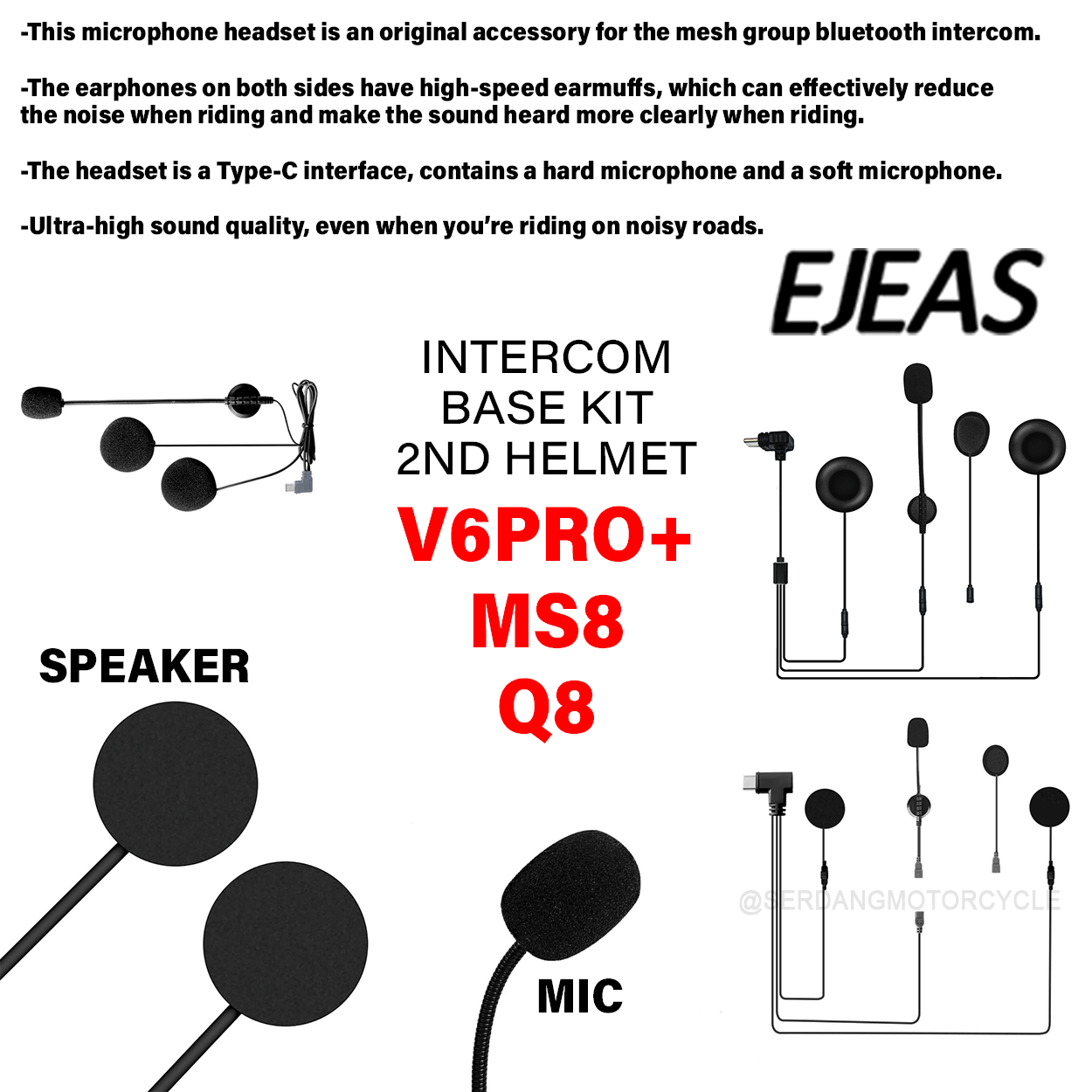 EJEAS EUC Universal Controller Base Kit 2nd Helmet Kit Speaker Mic ...