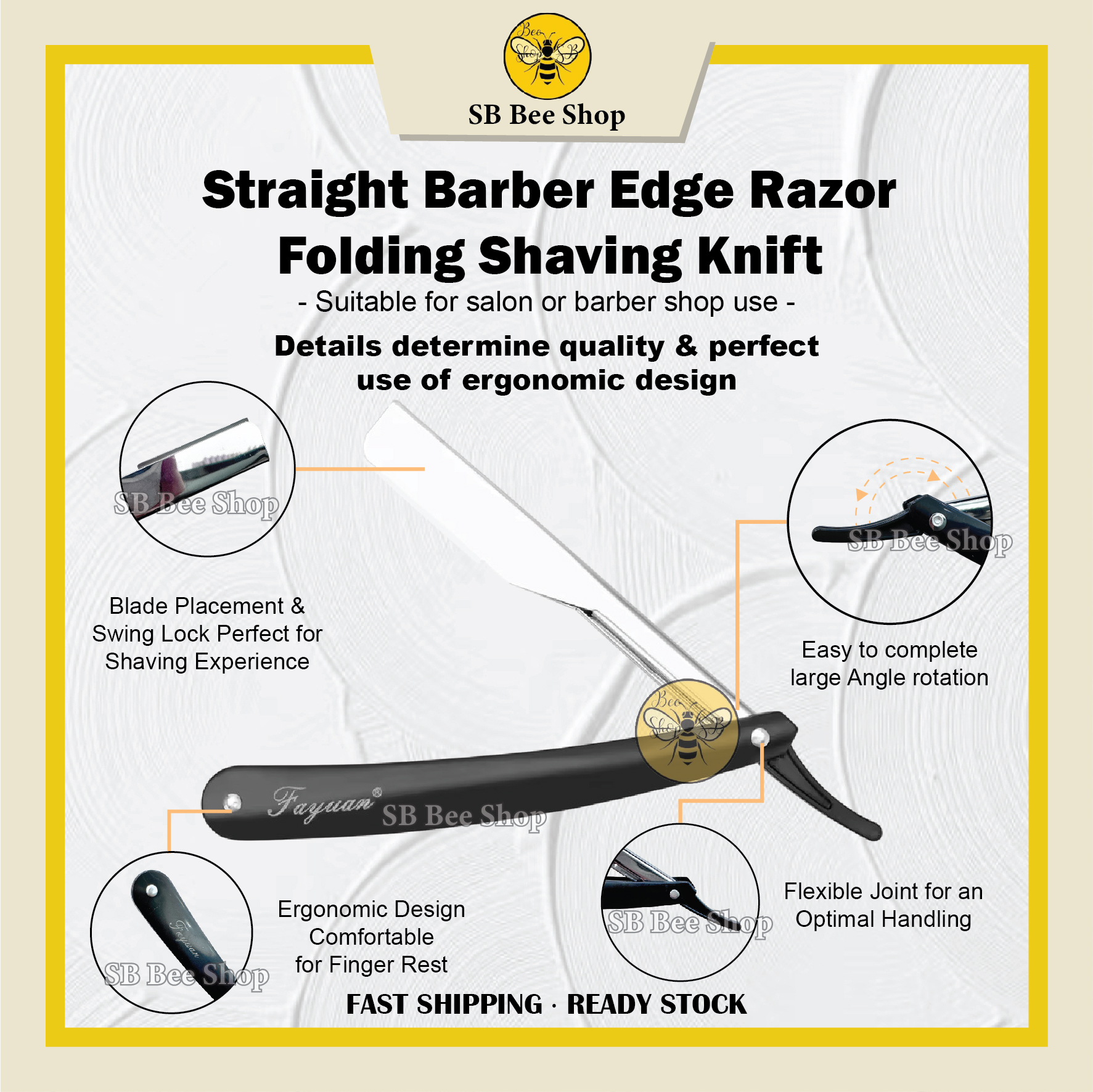 Shaver Straight Edge Stainless Steel Sharp Barber Razor Folding Shaving ...