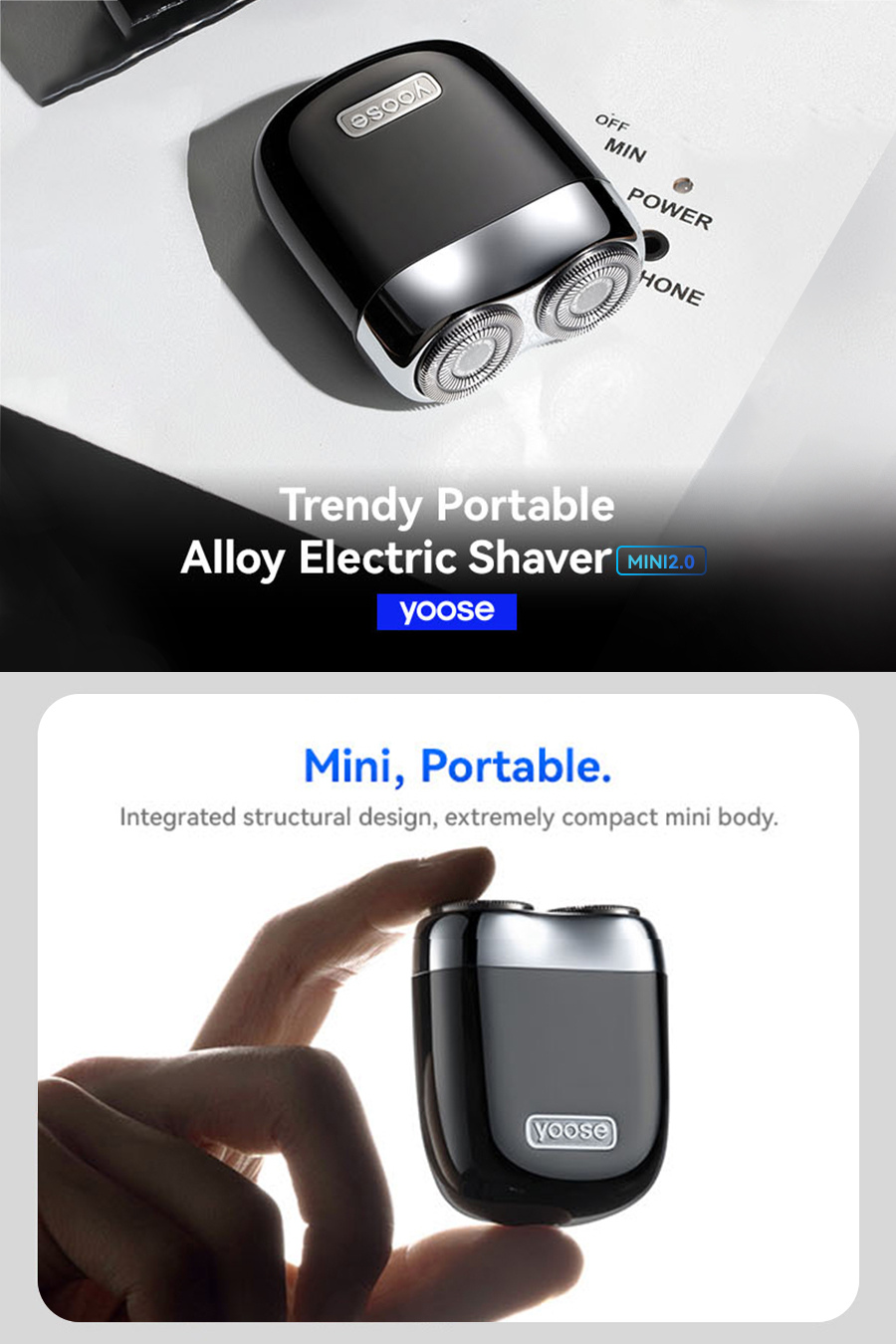 yoose Mini Shaver 2.0 Electric Shaver for Man Portable Rechargeable Gift 有色 剃须刀 男士礼物 | Shopee ...