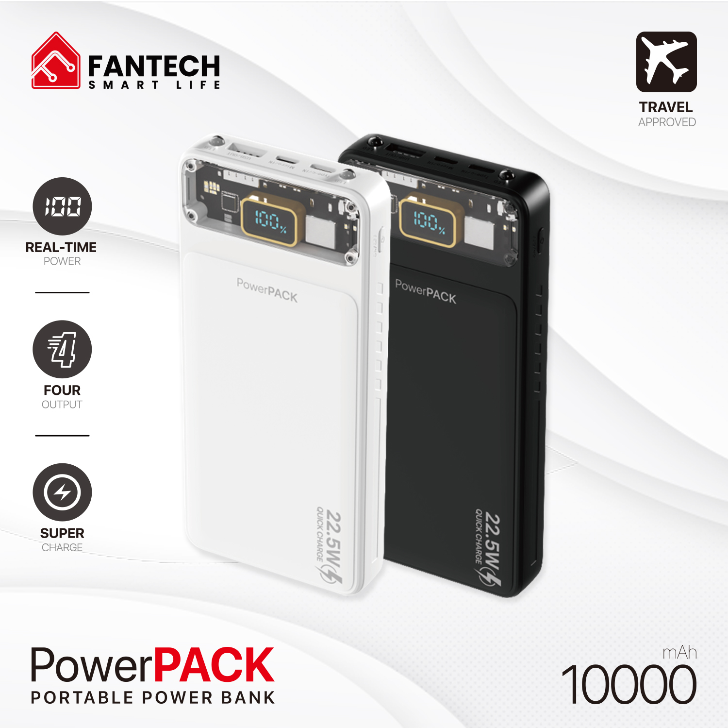 Fantech PowerBank T1 with 10000 mAh Capacity, 5 Output, Fast Charging ...